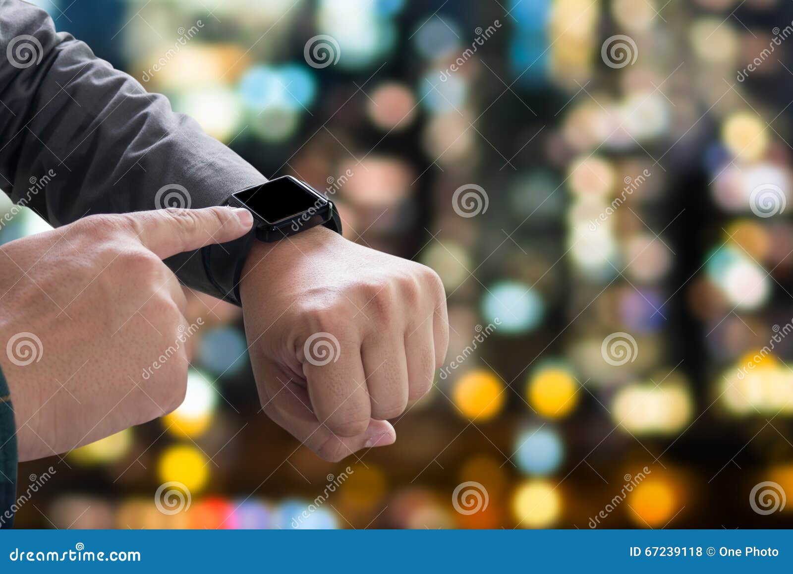 Man using his smart watch stock photo. Image of people - 67239118