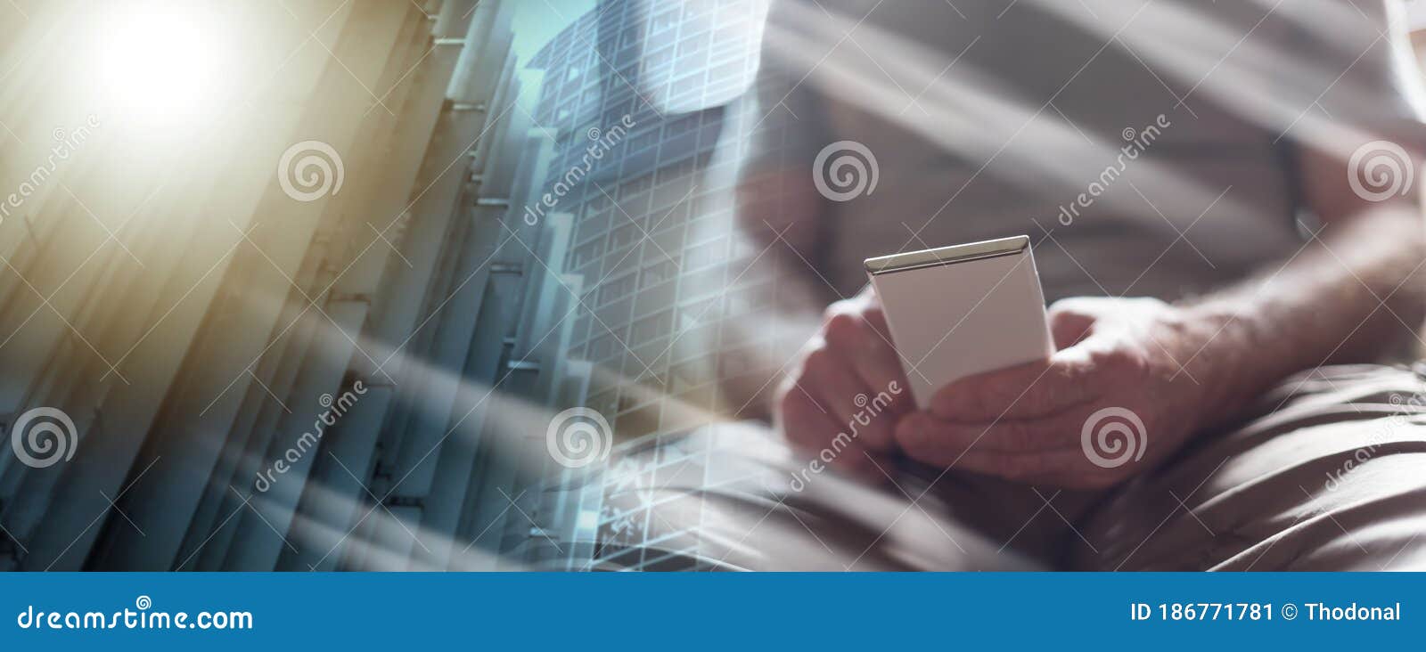 Man Using His Smartphone; Multiple Exposure Stock Image - Image of ...