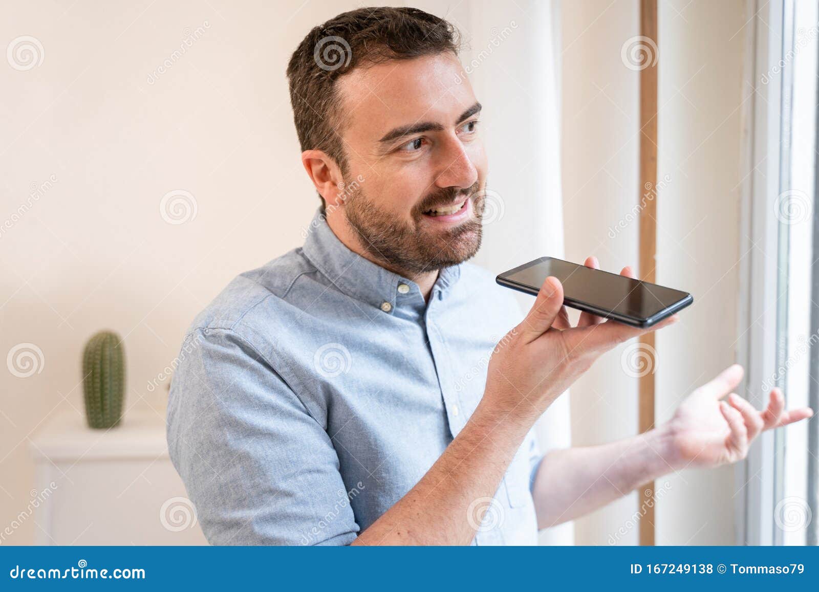 Man Using Home Assistant Bluetooth Speaker Stock Photo - Image of ...