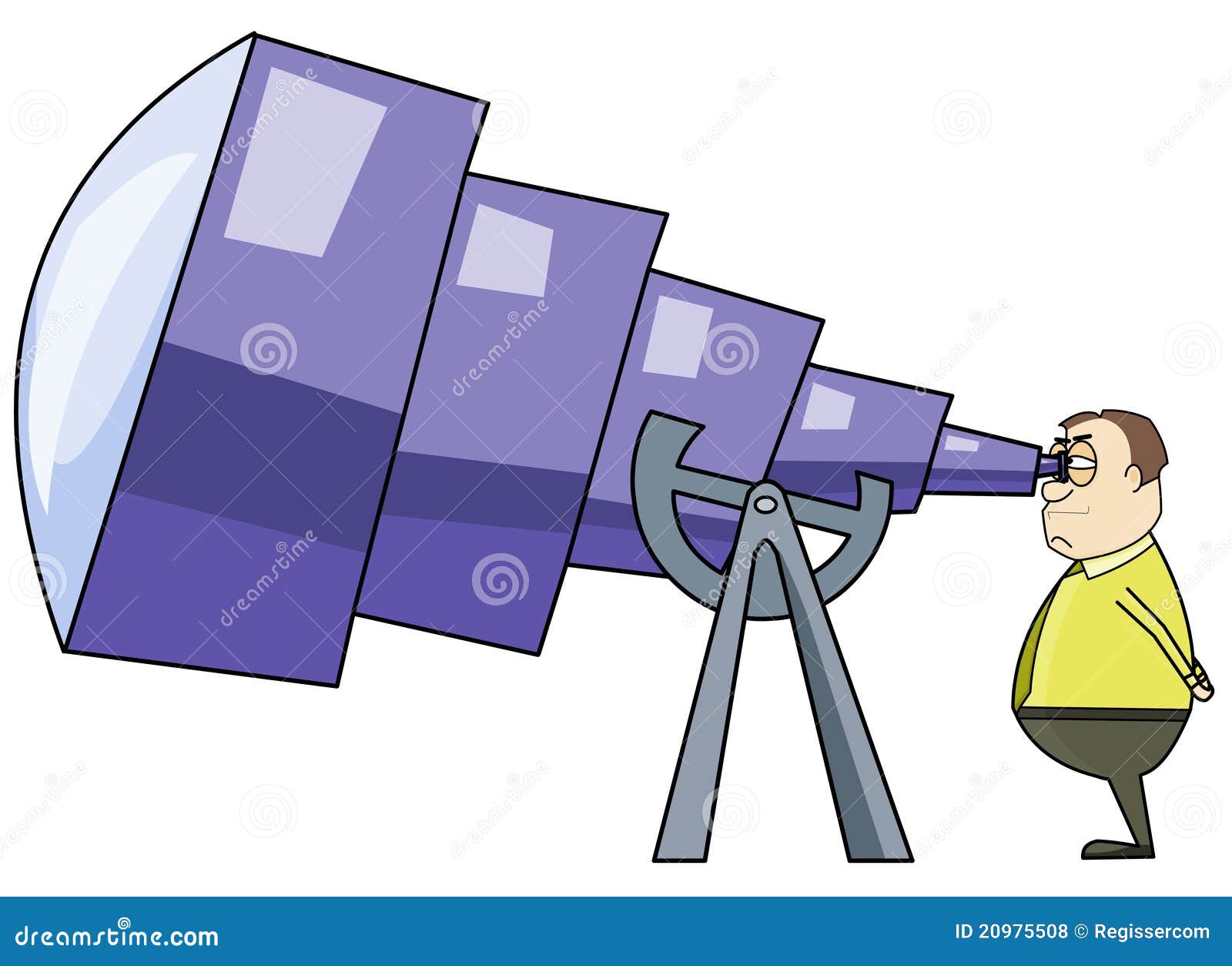 Man using a huge telescope stock vector. Illustration of male - 20975508