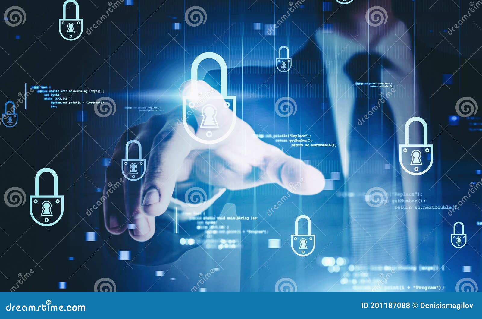 Man Using Immersive Cyber Security Interface Stock Photo - Image of ...