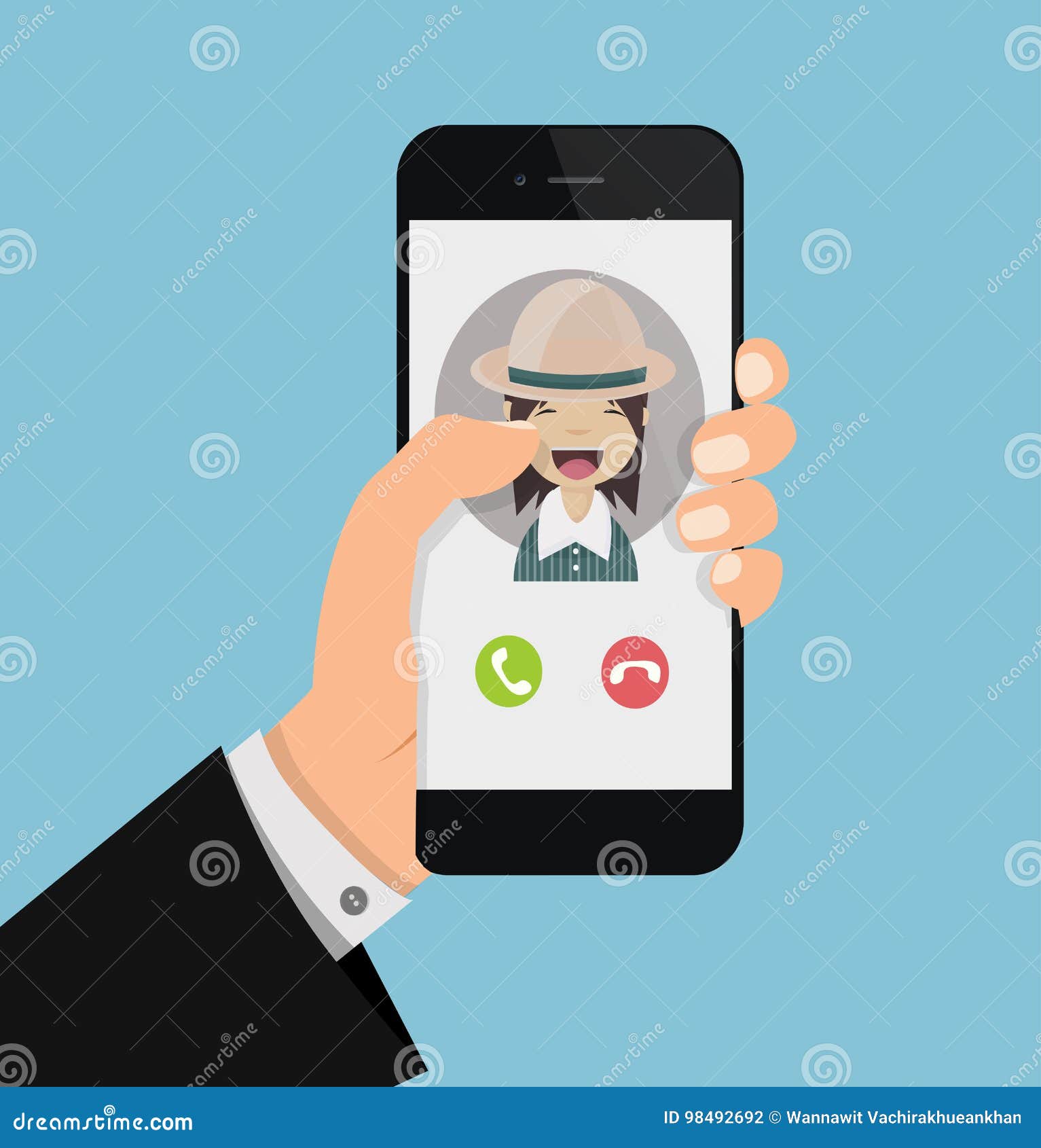 Man Using with Incoming Call Stock Vector - Illustration of holding ...