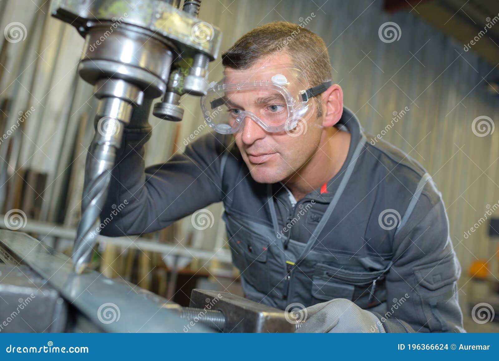 Man Using Industrial Sized Drill Stock Photo - Image of hand, builder ...