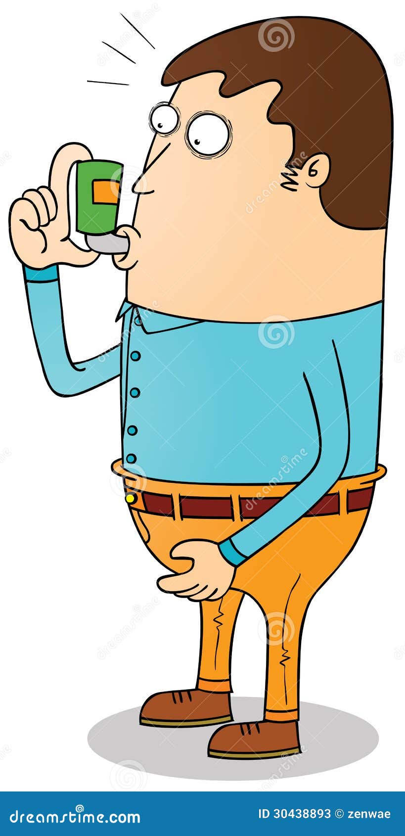 Man using inhaler stock vector. Illustration of pressing - 30438893