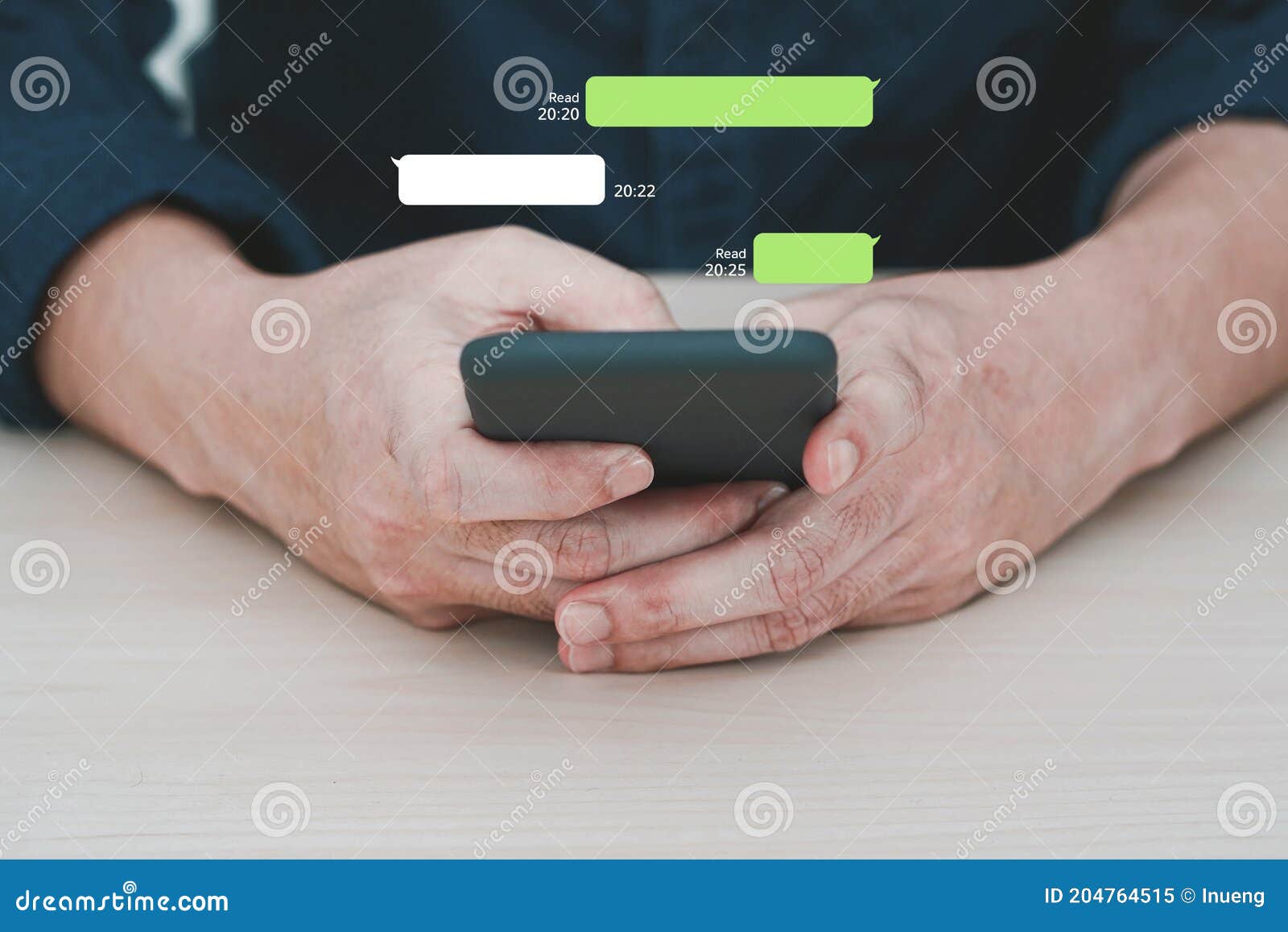 Man Using Instant Messaging App on Mobile Phone. Mobile Chat Online ...
