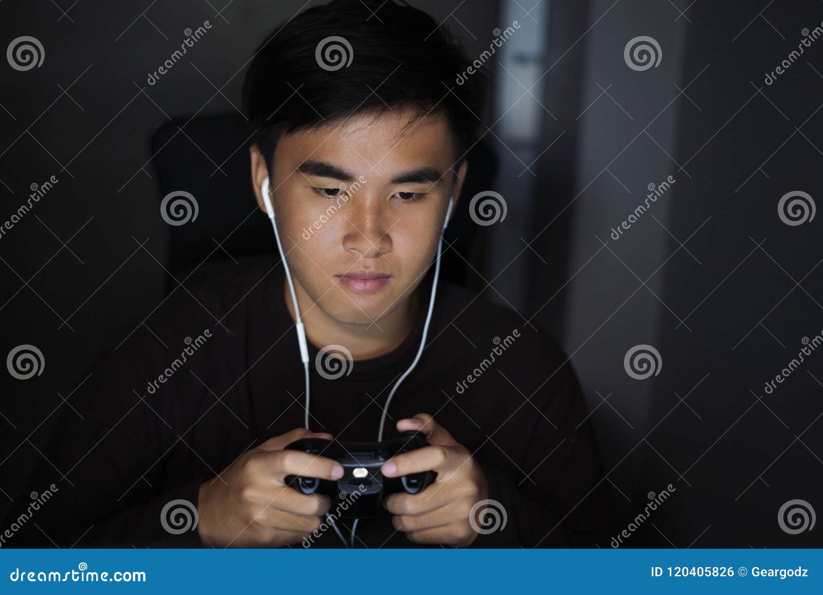 Man Using Joystick To Playing Games Stock Photo - Image of night ...