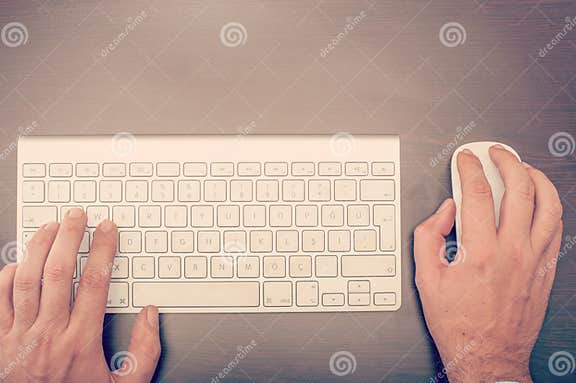 Man Using Keyboard and Mouse Stock Image - Image of texture, mouse ...