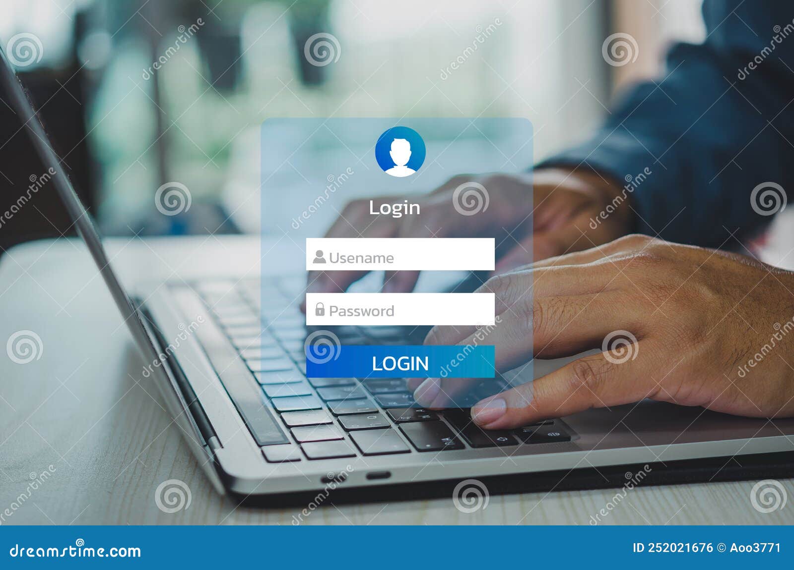 Login Interface On Tablet - Username And Password, Cold Blue Filter ...