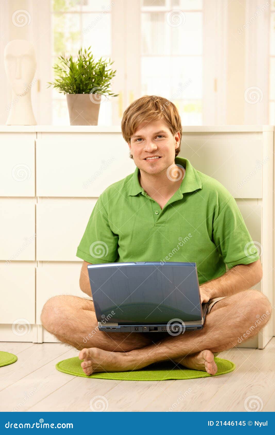 Man using laptop stock image. Image of cosy, indoor, contact - 21446145