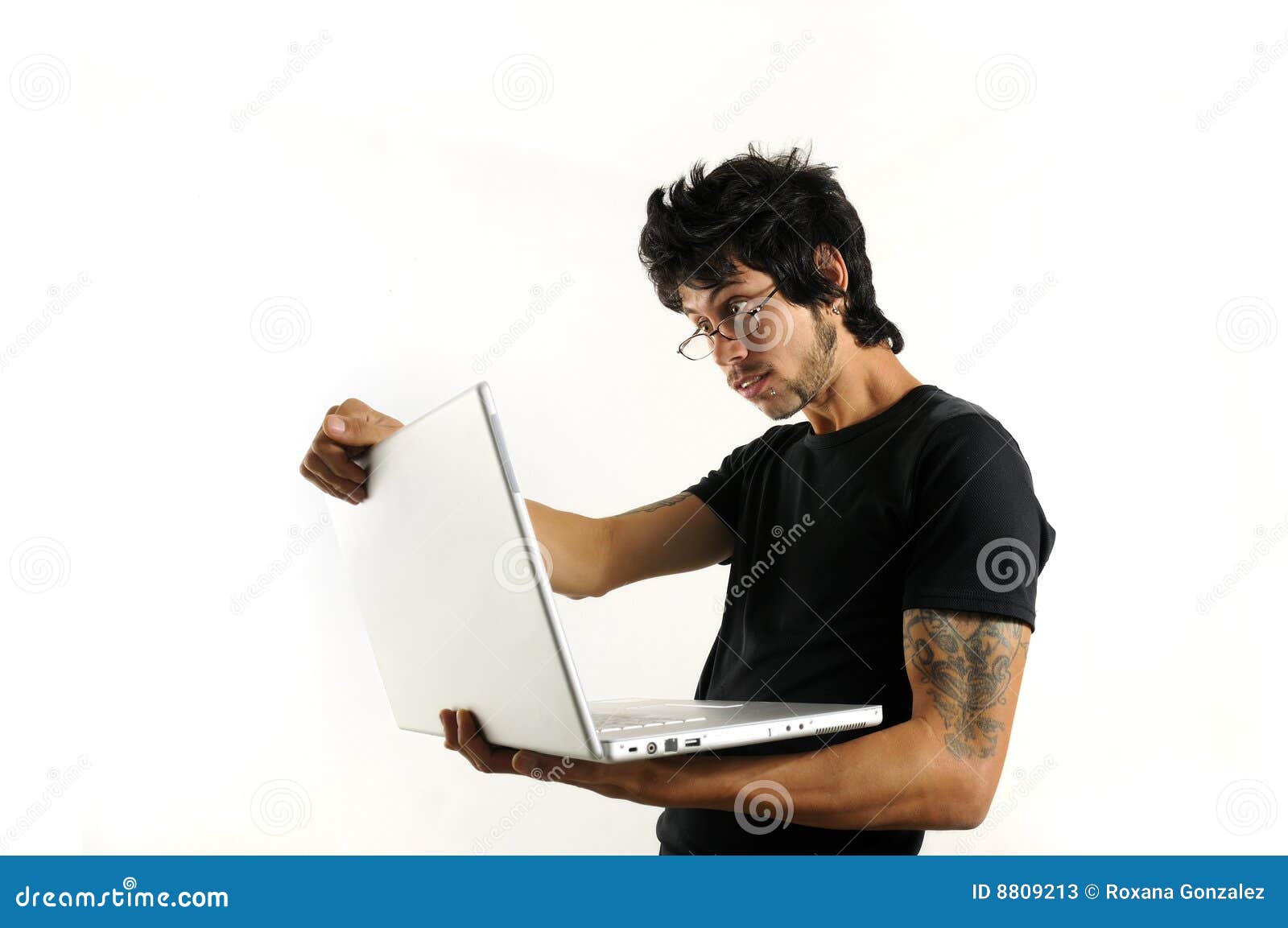 Man using laptop stock image. Image of portrait, gesture - 8809213