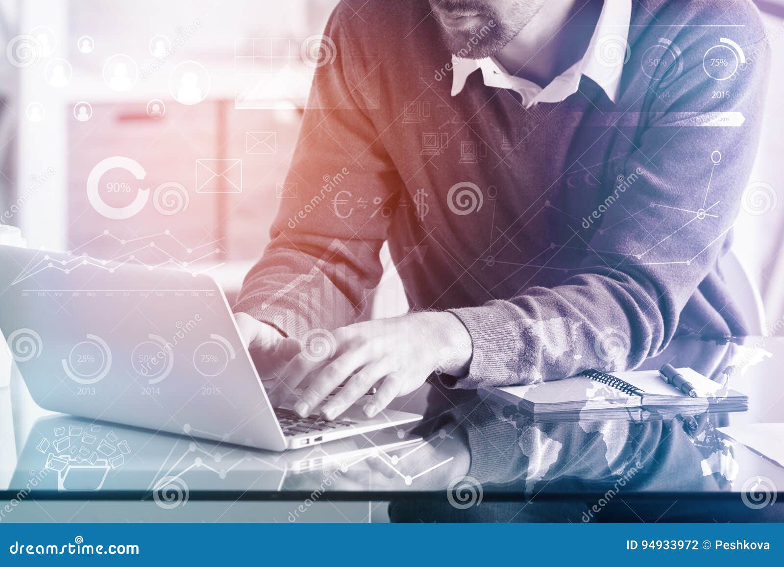Man using laptop stock photo. Image of laptop, desktop - 94933972