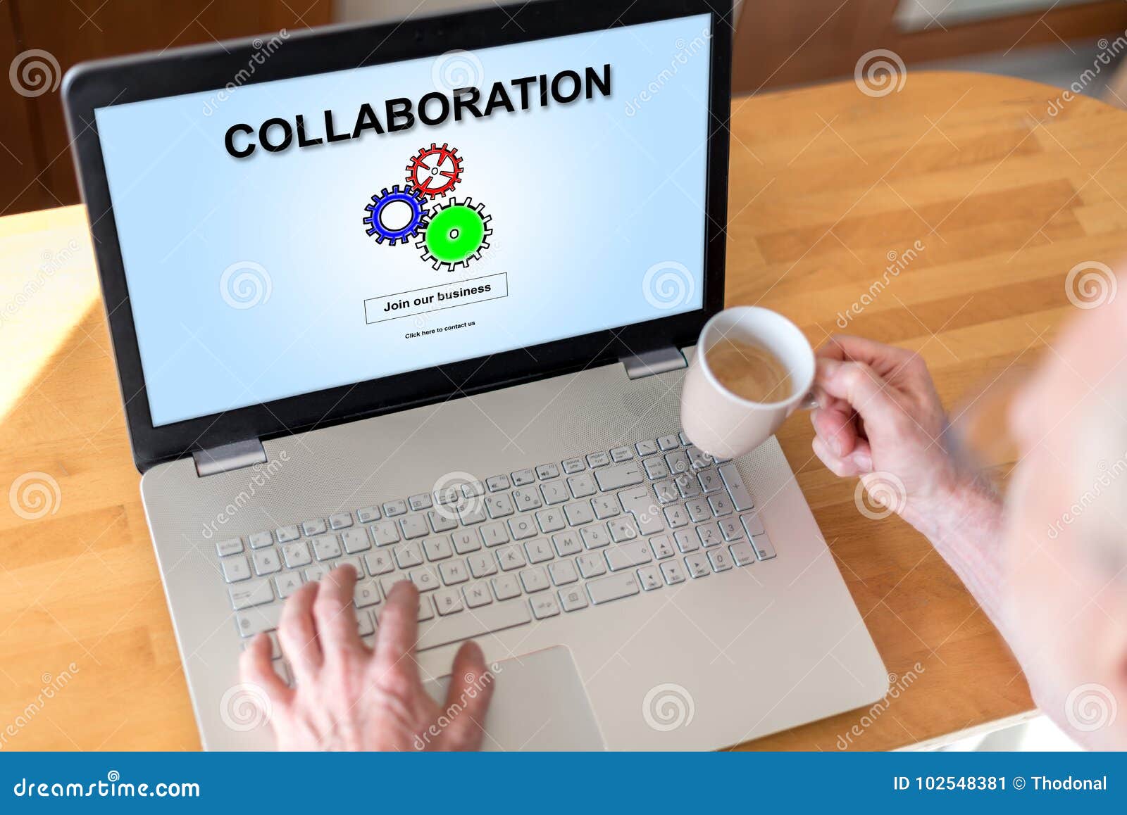 Collaboration Concept on a Laptop Stock Image - Image of concept, work ...