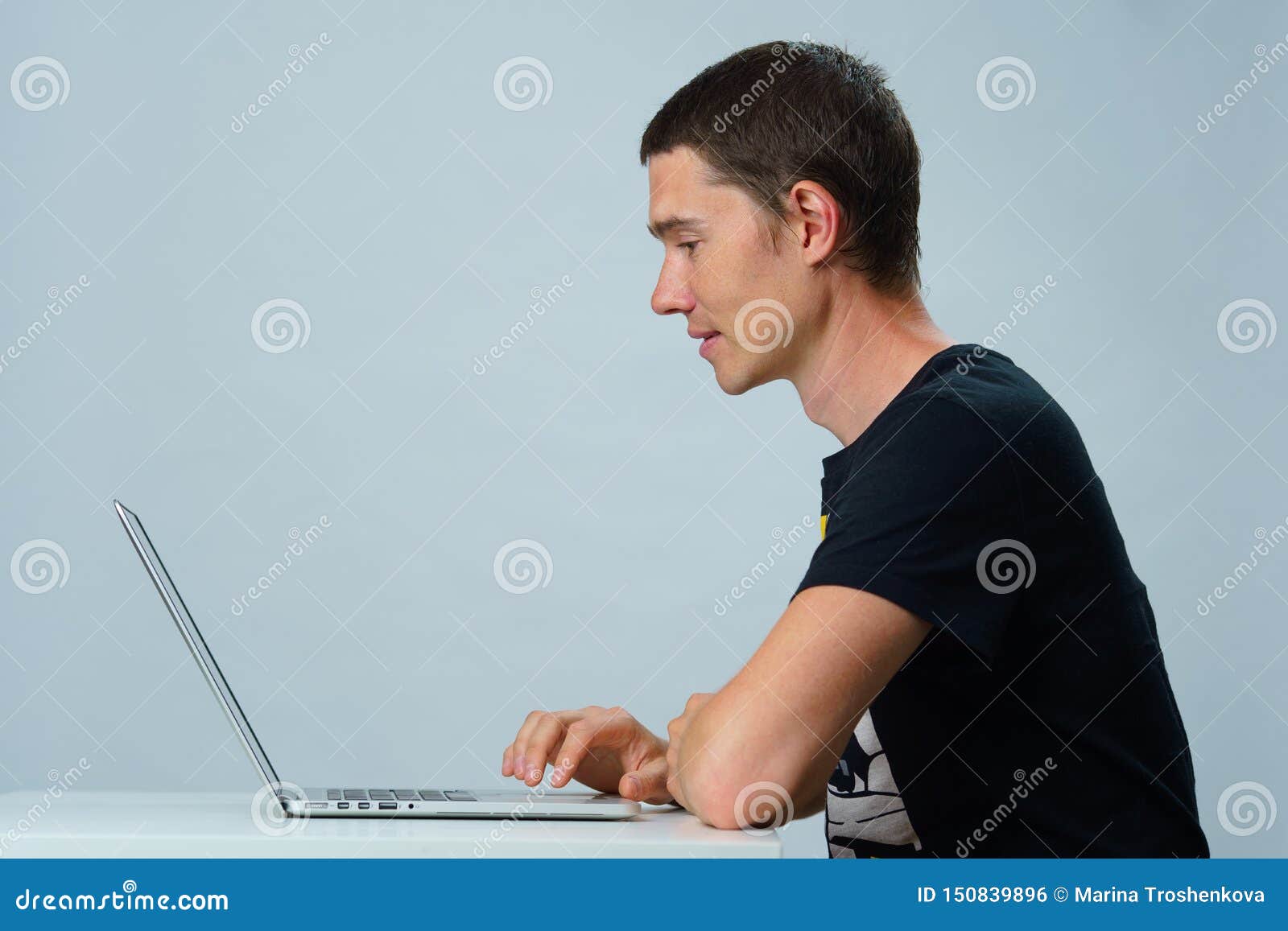 Man is Using Laptop for Communication in Chat or Video Chat. Social ...