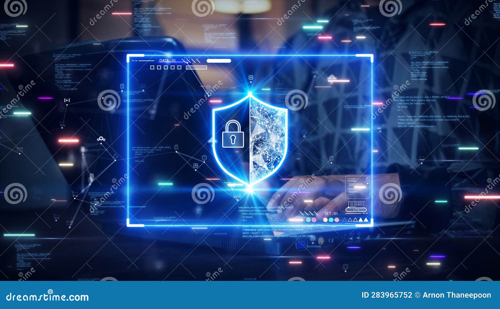 Man Using Laptop Computer Accessing Applications or Login Internet ...