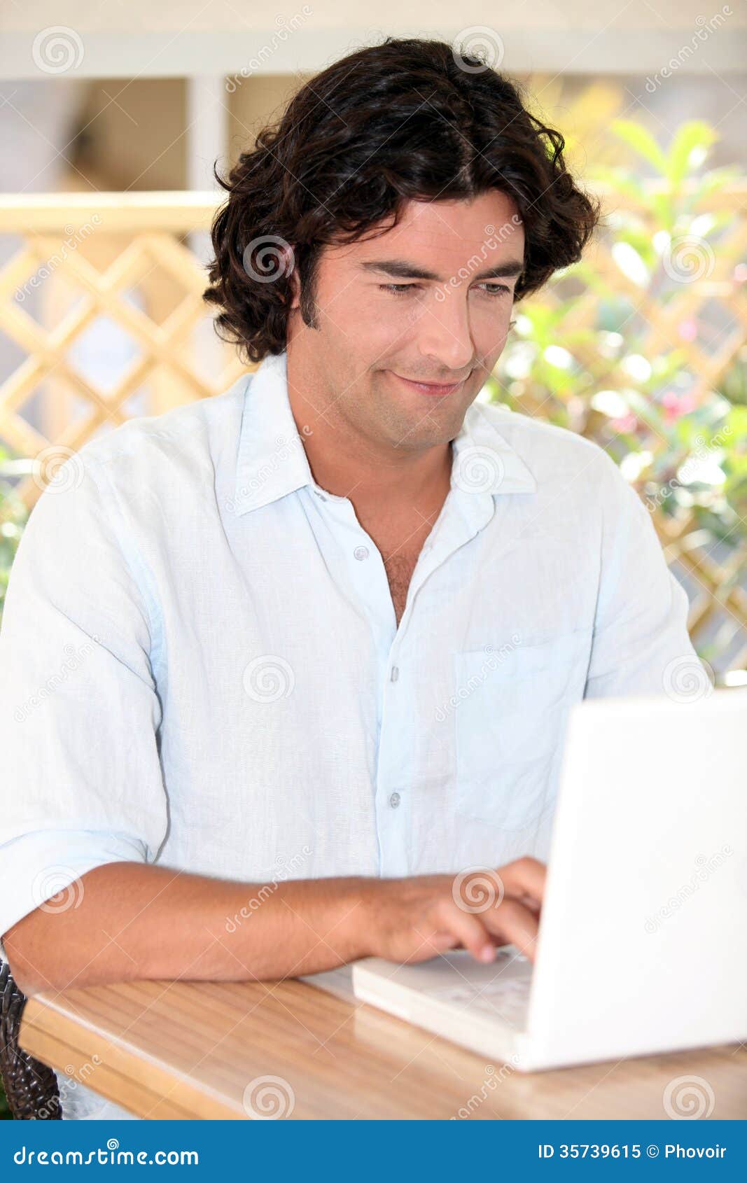 Man Using a Laptop Computer Stock Image - Image of wireless, digital ...