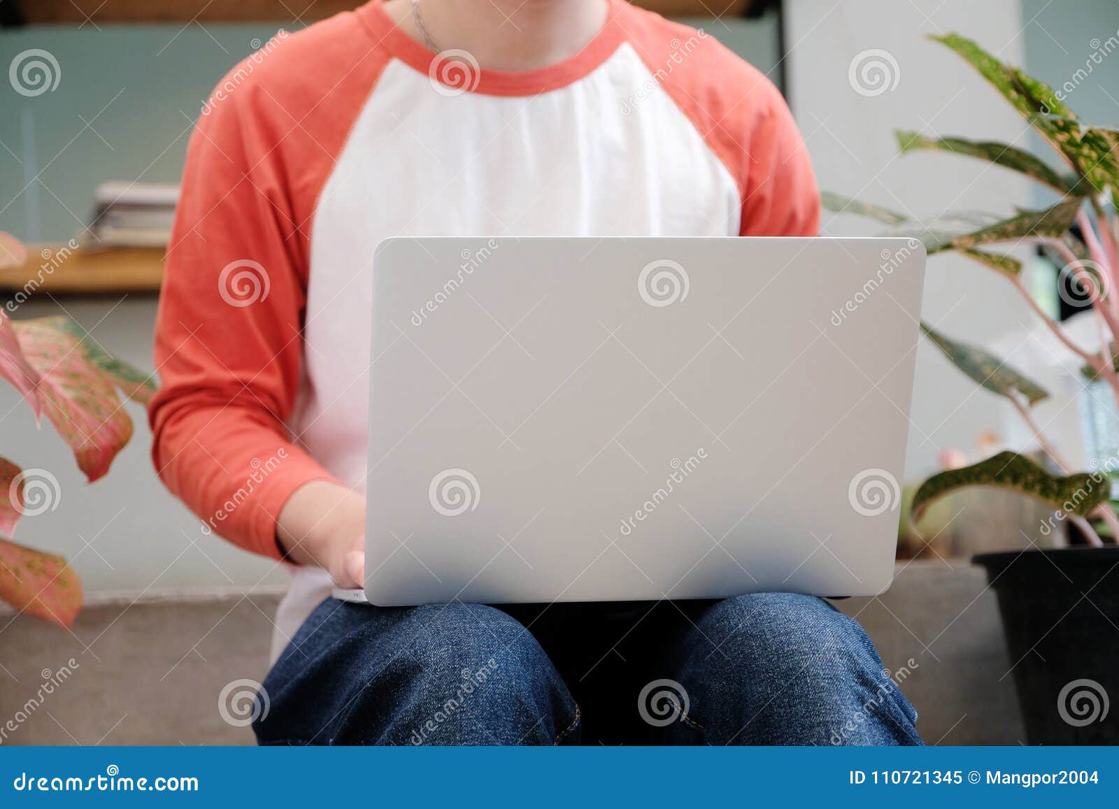 Man Using Laptop Computer, People and Technology, Lifestyles Stock ...