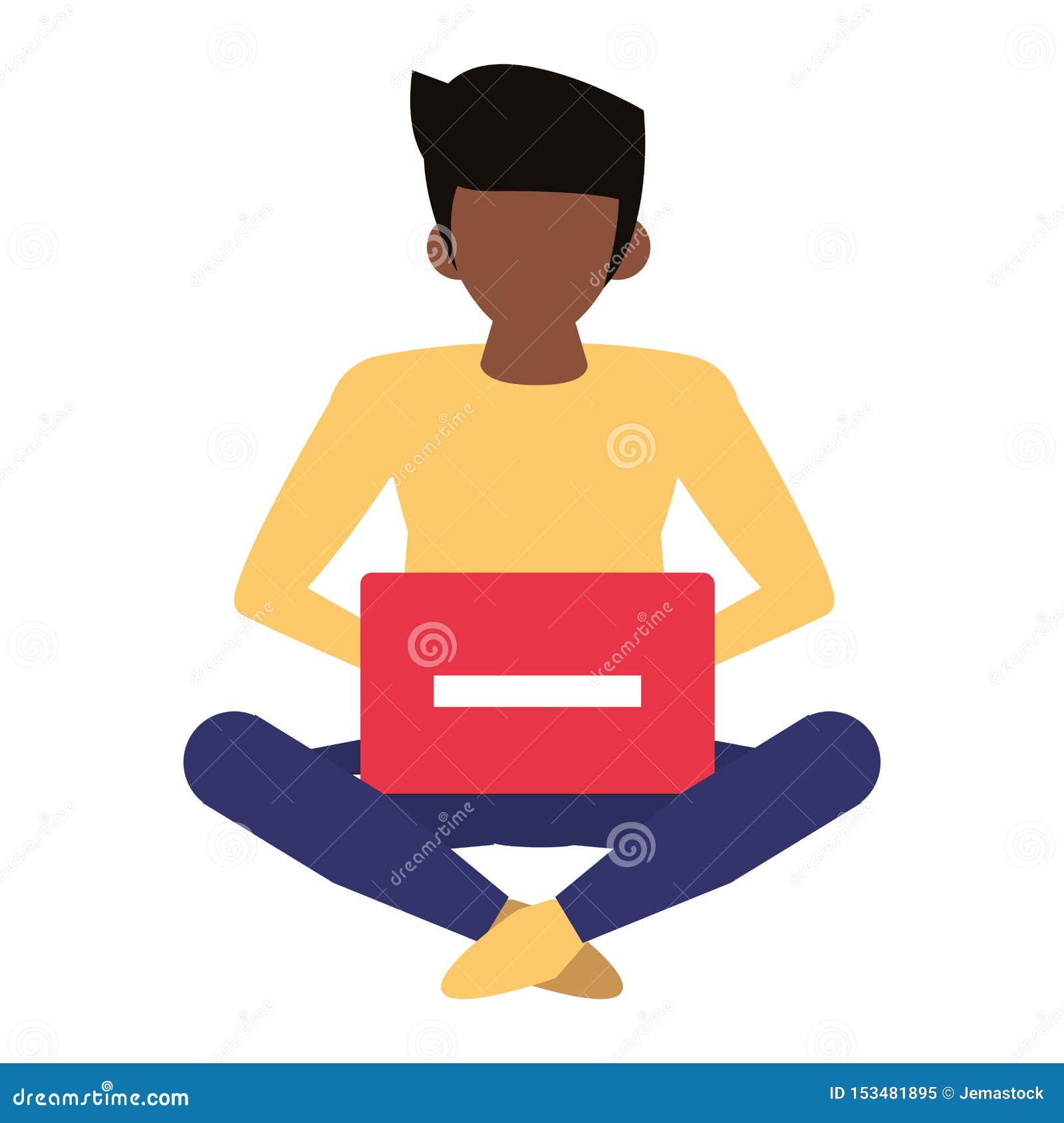 Man Using Laptop Computer Cartoon Stock Vector - Illustration of ...