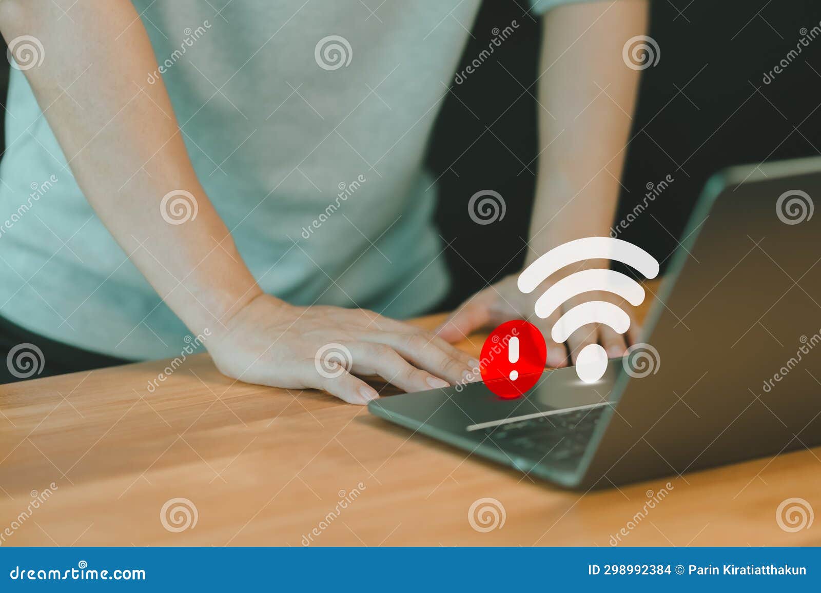 Man Using a Laptop Computer To Connect To Wifi but Wifi Not Connected ...