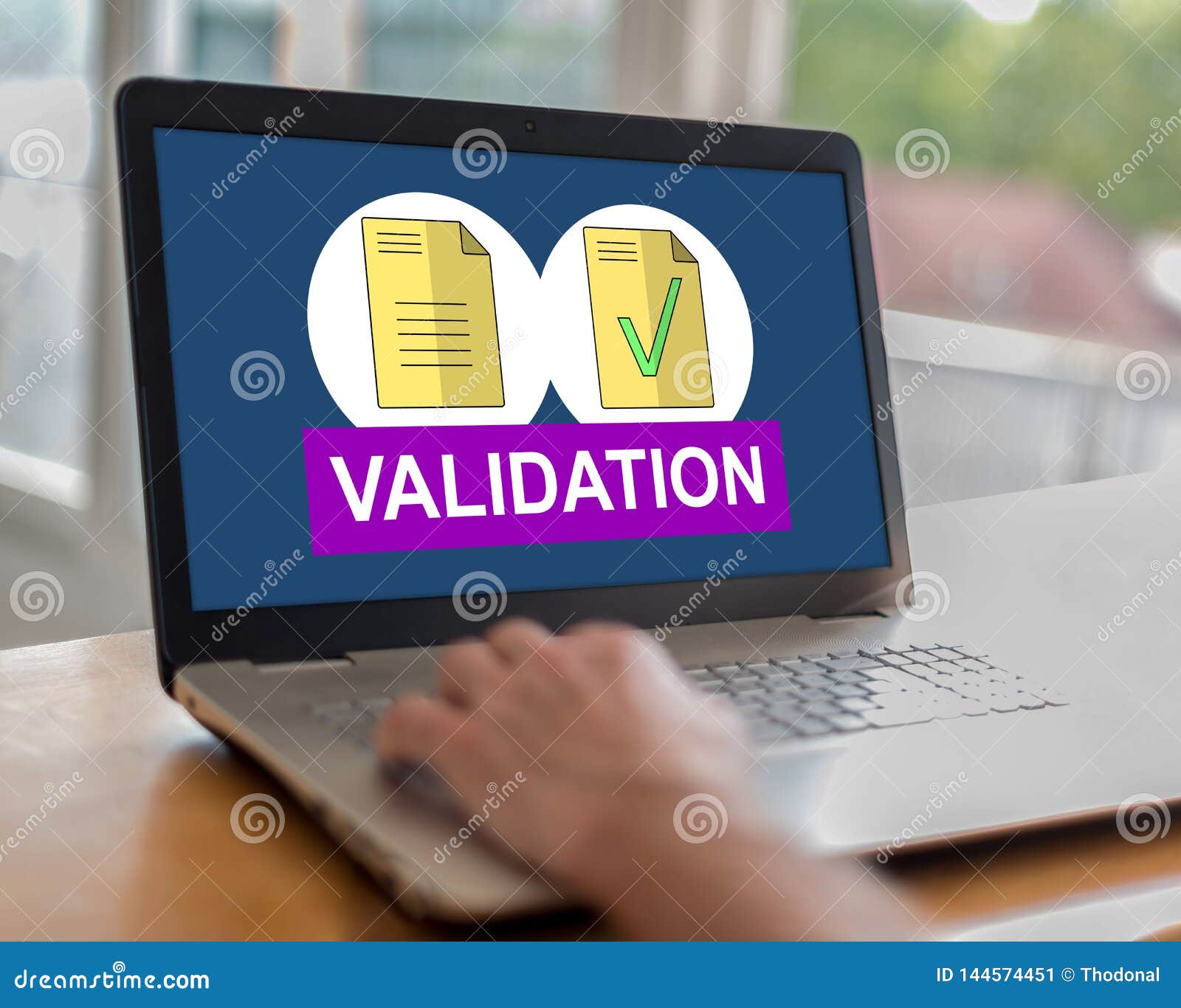 Document Validation Concept on a Laptop Stock Image - Image of design ...