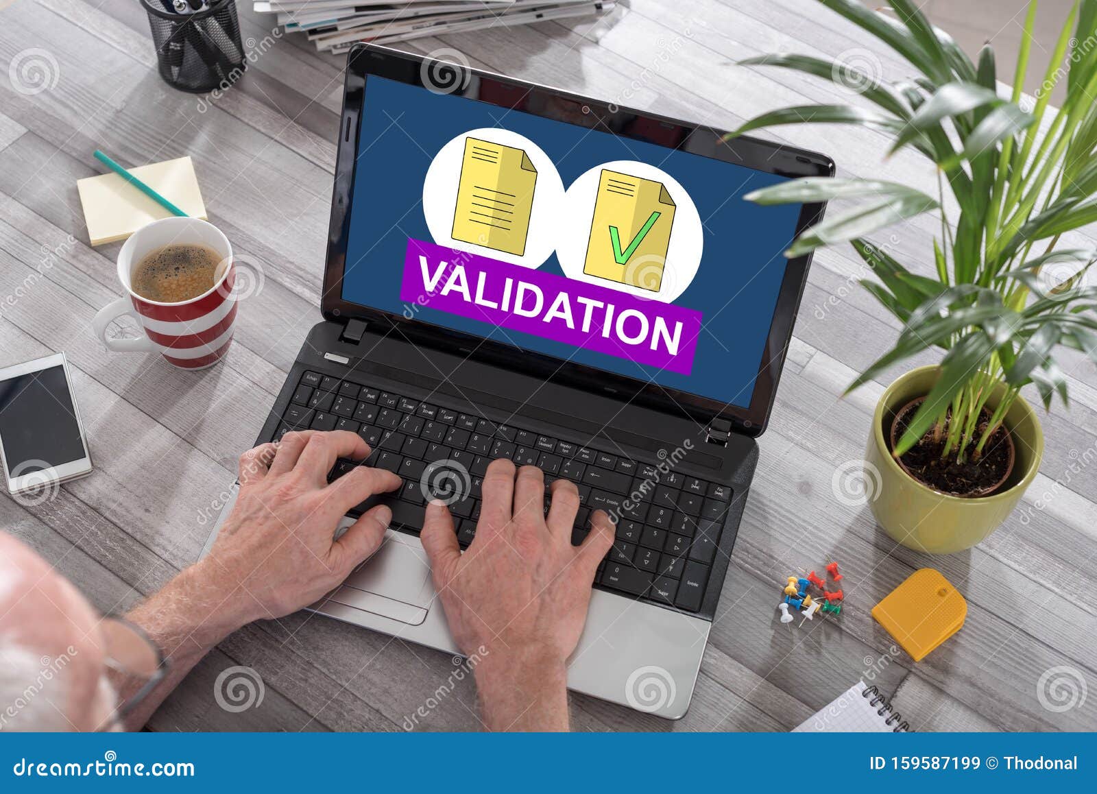 Document Validation Concept on a Laptop Stock Image - Image of screen ...