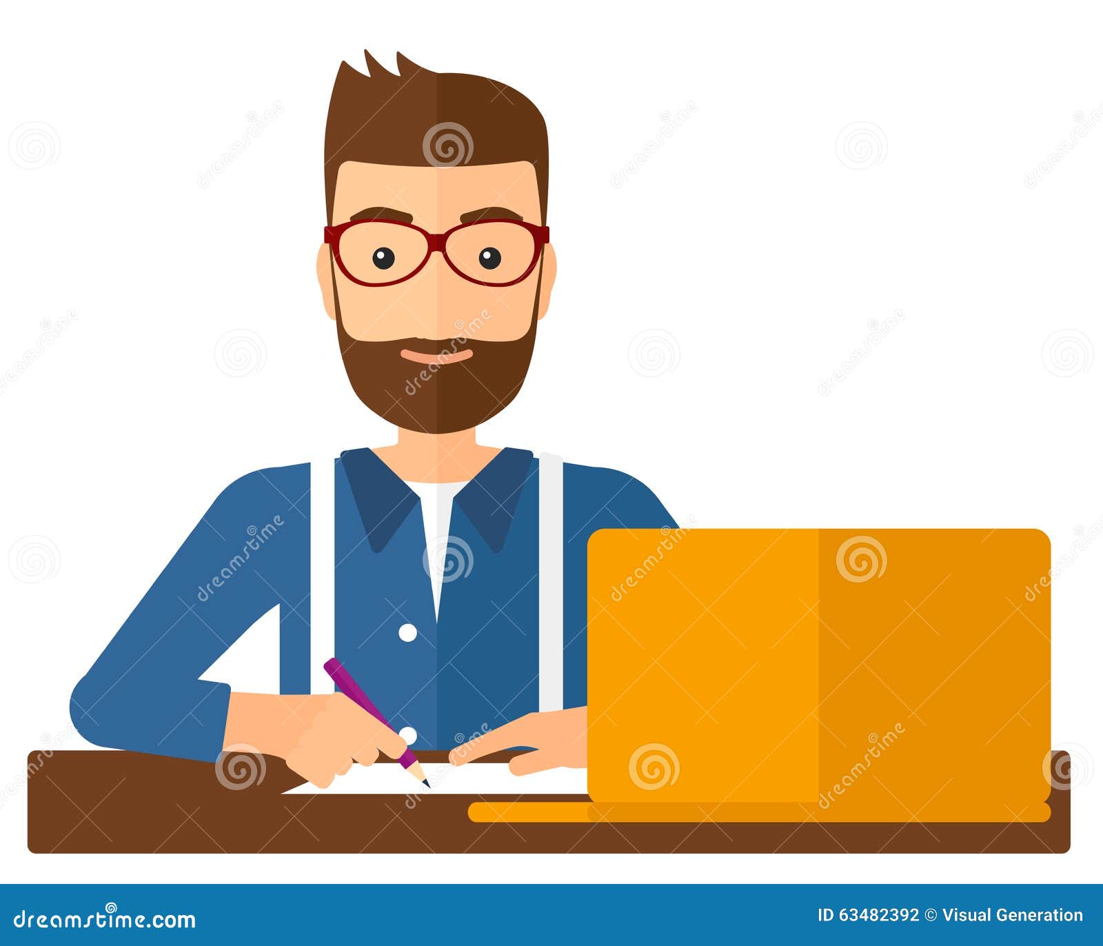Man Using Laptop for Education Stock Vector - Illustration of concept ...