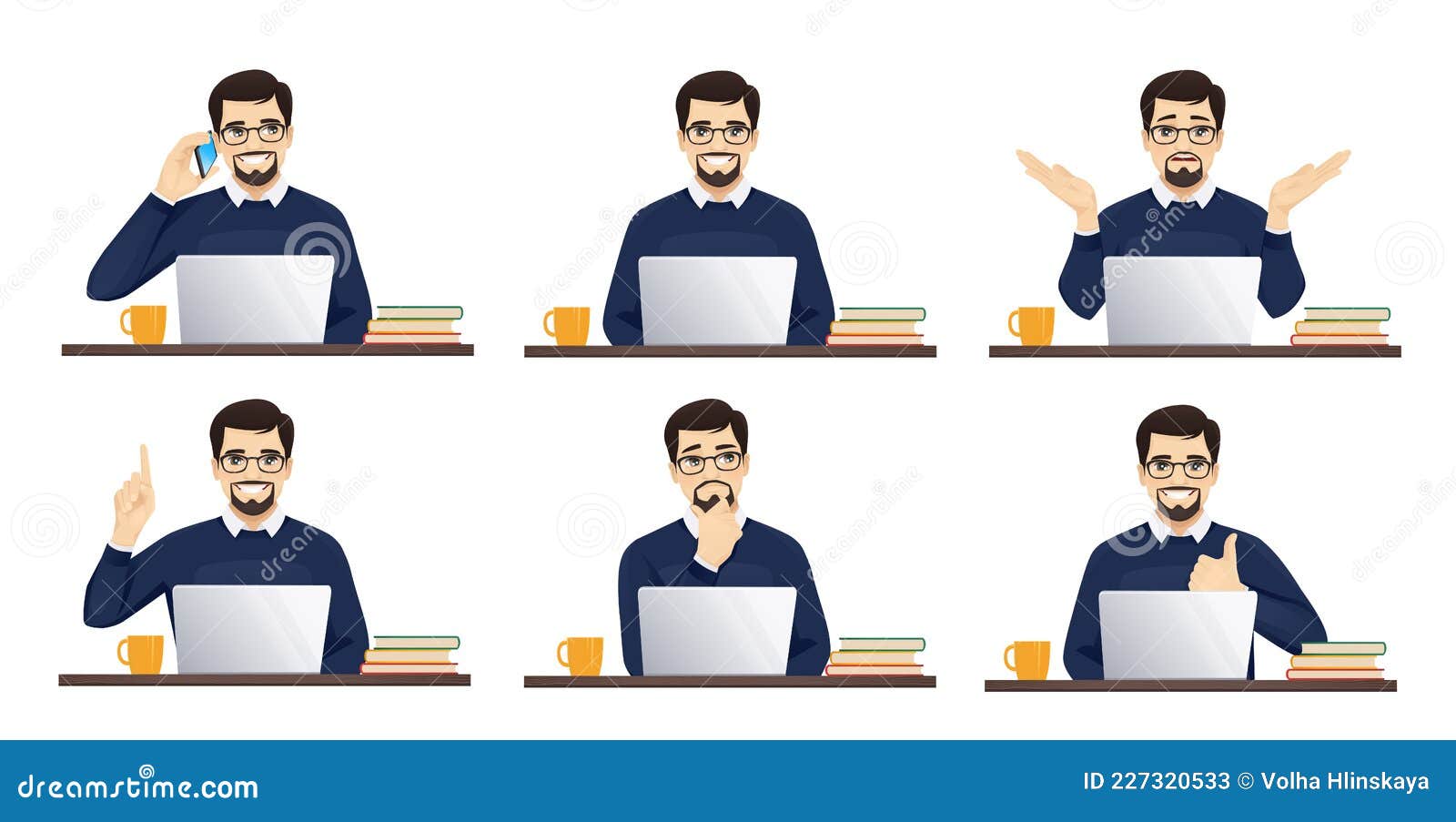 Man using laptop stock illustration. Illustration of character - 227320533