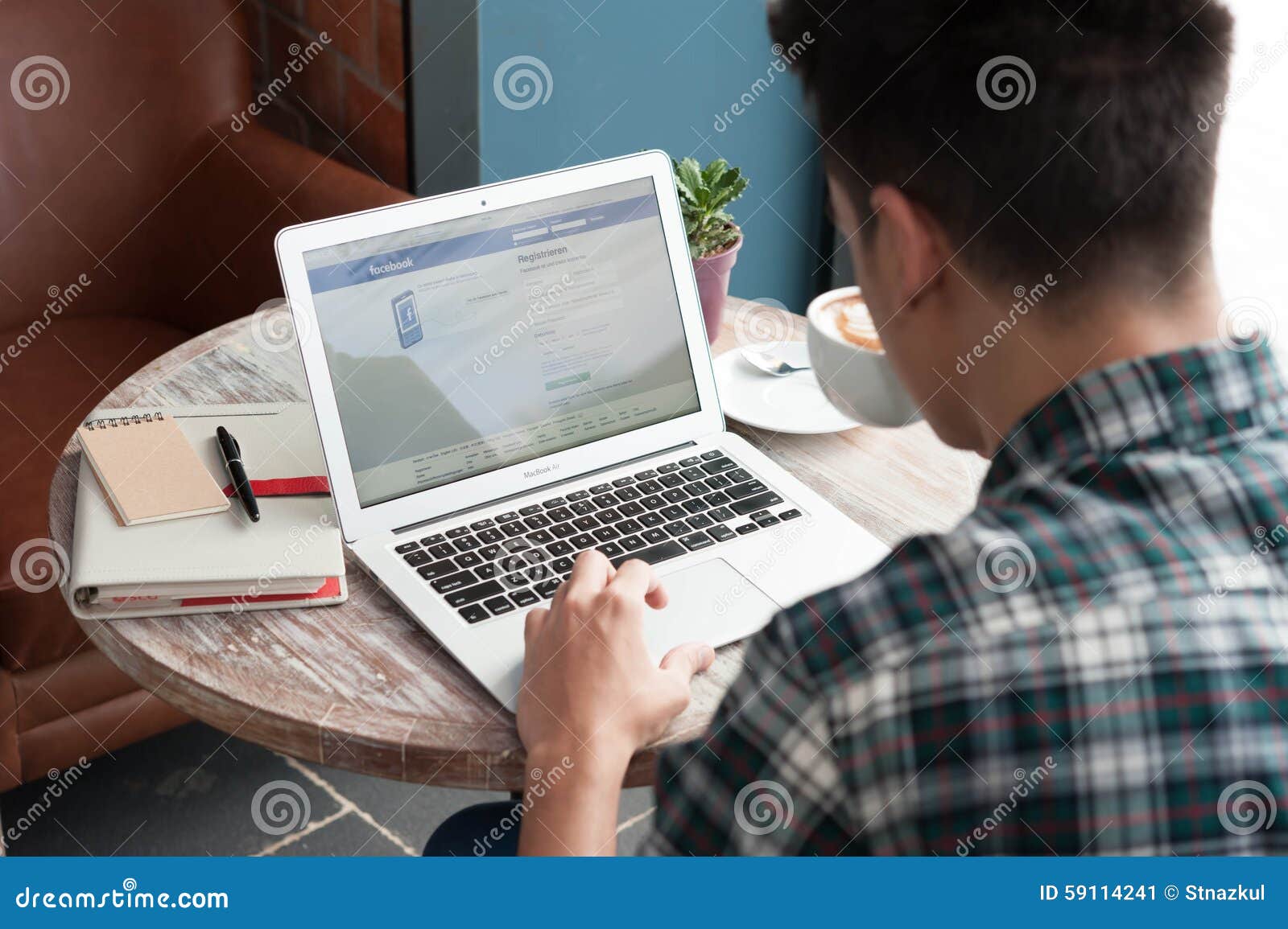 Man Using Laptop, Log in into Facebook Account Editorial Photo - Image ...