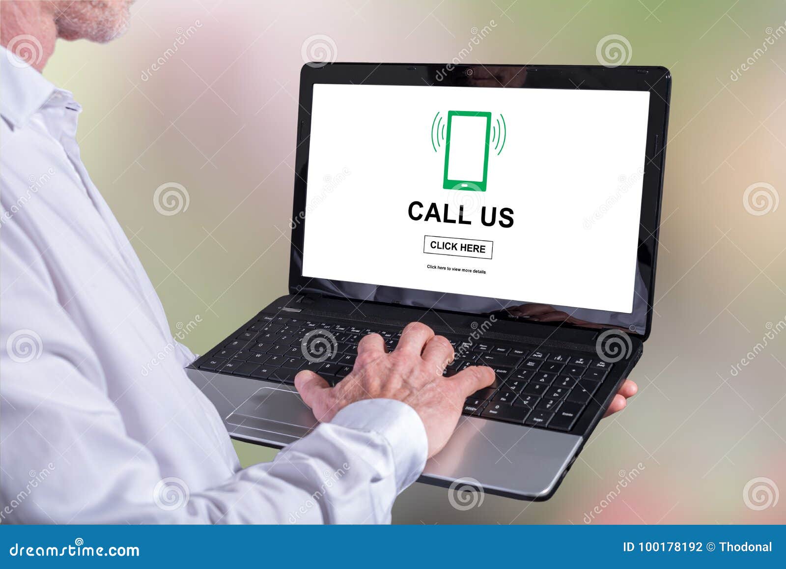 Phone Support Concept on a Laptop Stock Photo - Image of communicate ...