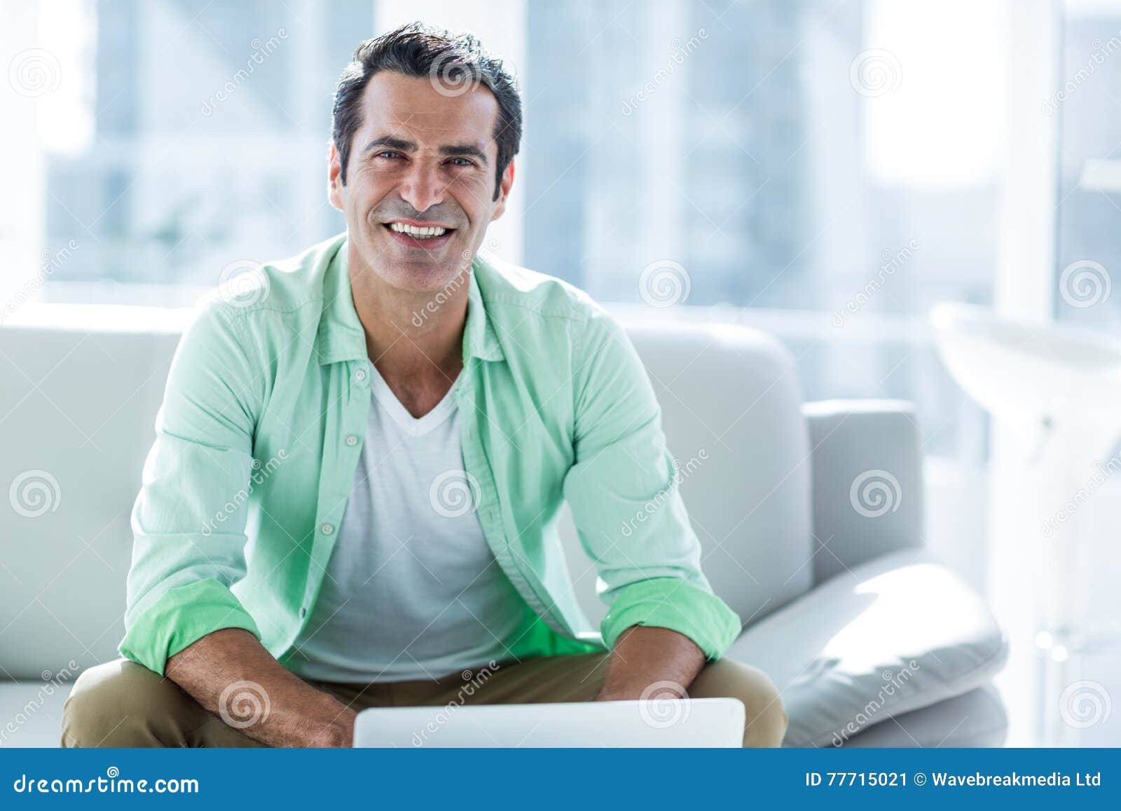 Man Using Laptop while Sitting at Home Stock Image - Image of ...
