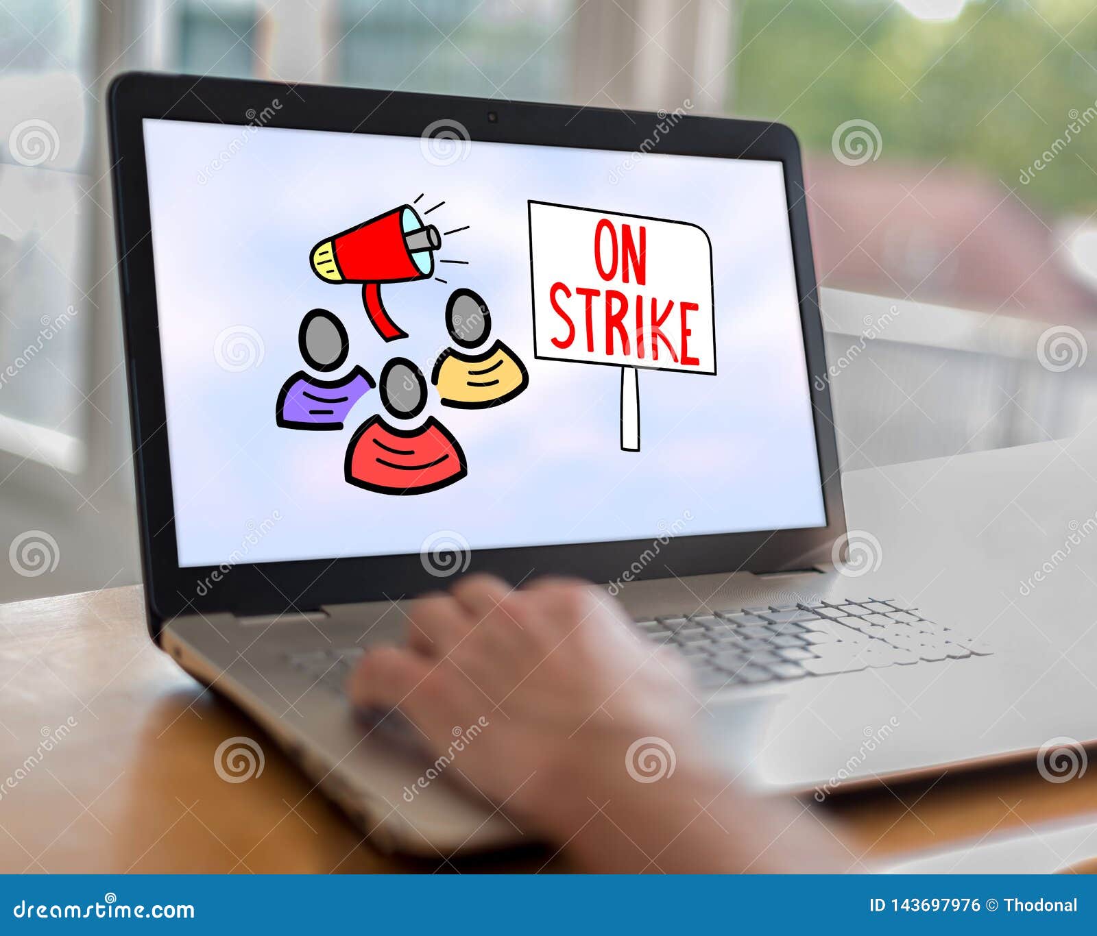 On Strike Concept on a Laptop Stock Illustration - Illustration of ...