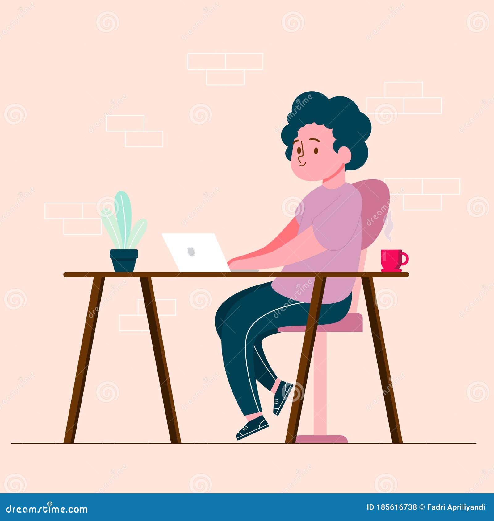 A Man Using a Laptop Vector Stock Vector - Illustration of lifestyle ...