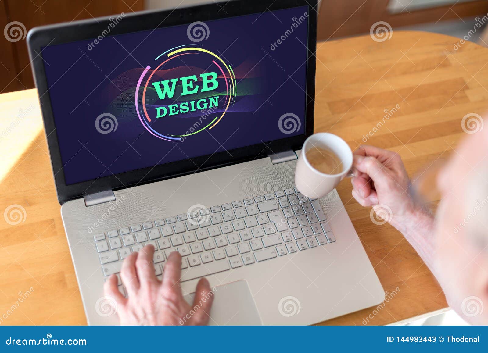 Web Design Concept on a Laptop Stock Image - Image of geometric ...