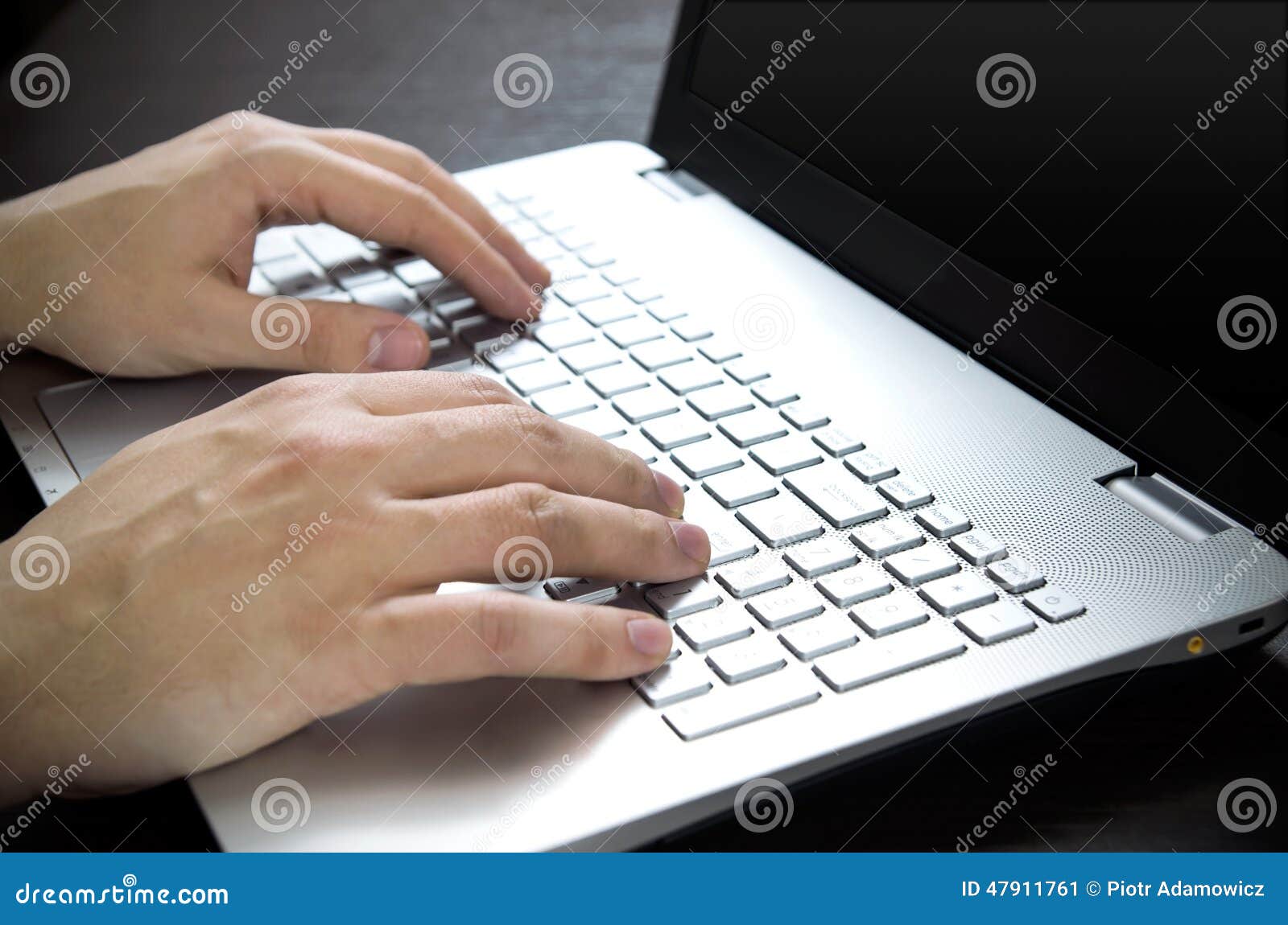 Man Using Laptop with White Keyboard Stock Image - Image of network ...