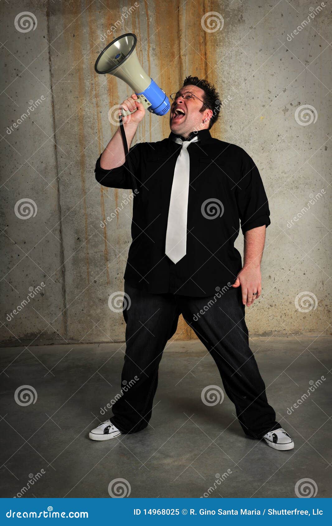 Man Using Megaphone stock image. Image of noise, standing - 14968025