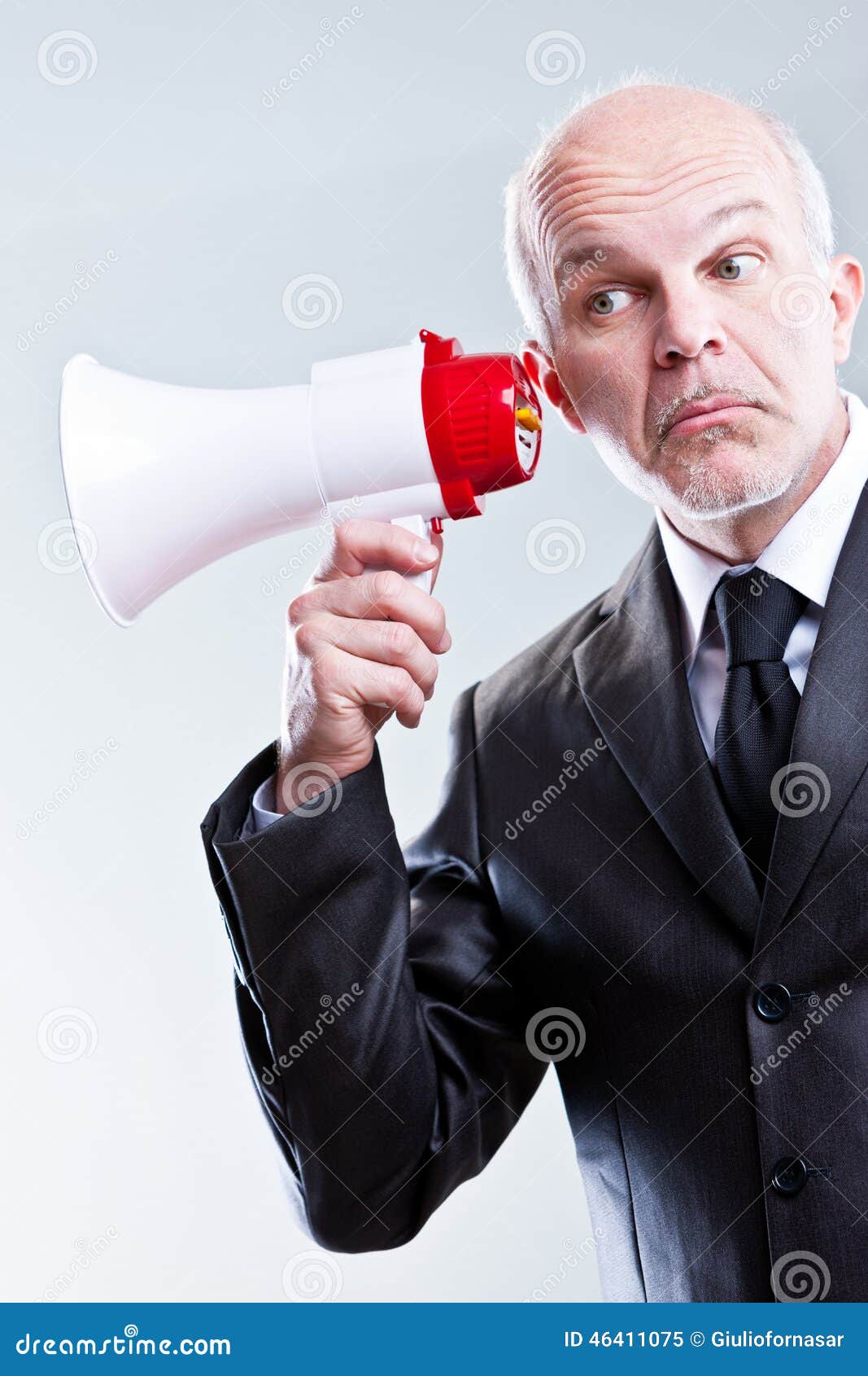Man Using a Megaphone with Ears instead of Mouth Stock Image - Image of ...