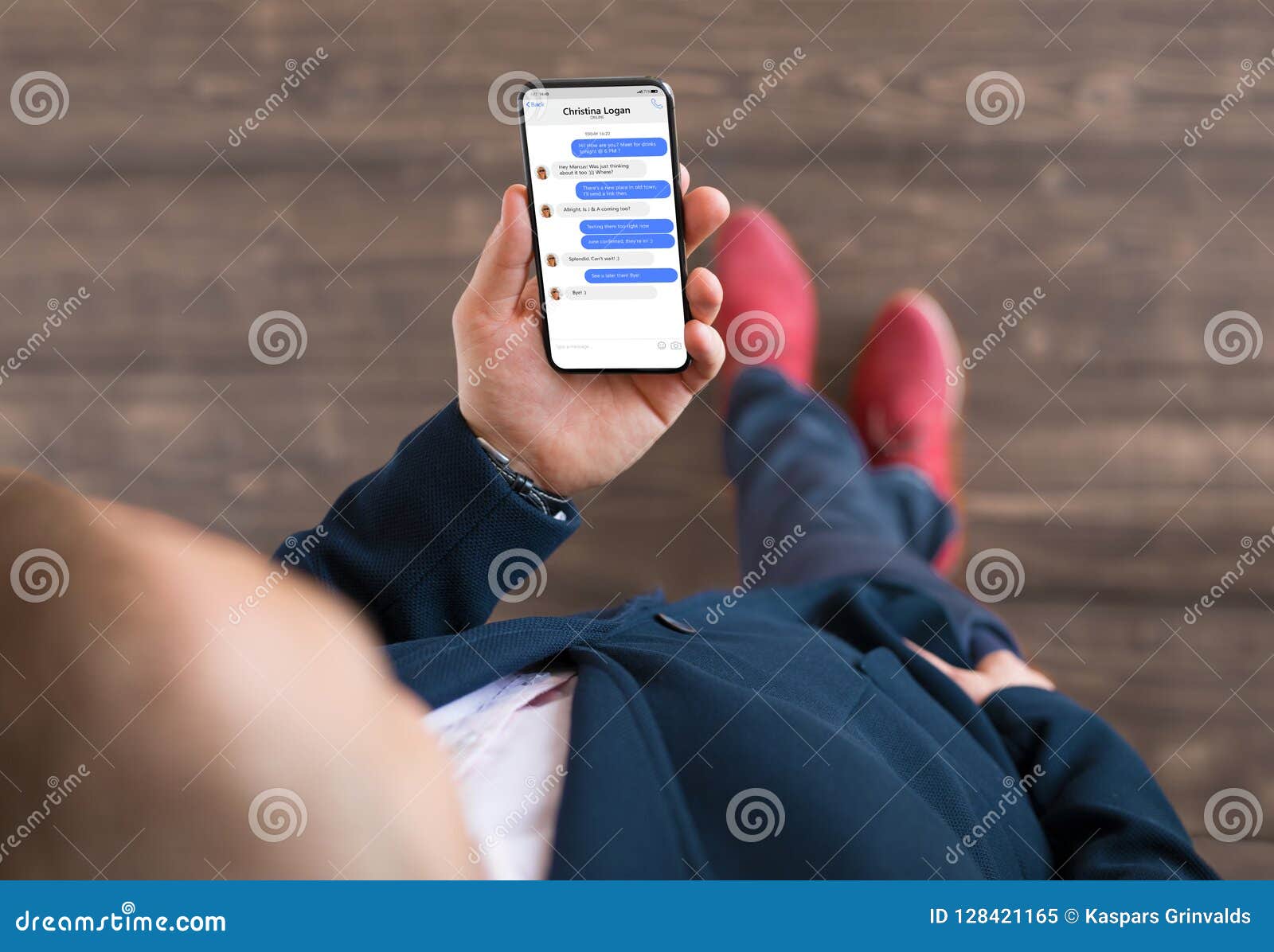 Man Using Messaging App on Phone Stock Image - Image of phone, facebook ...