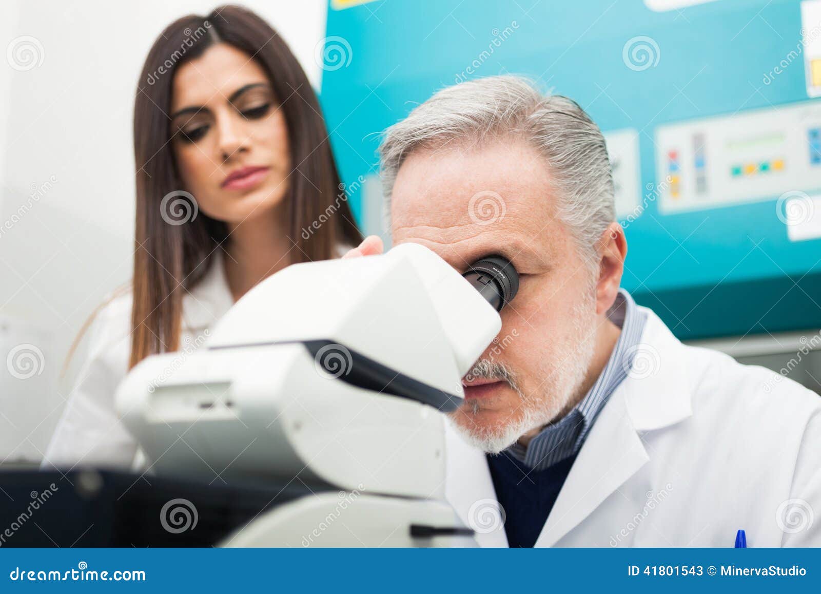 Man Using a Microscope in a Laboratory Stock Image - Image of chemical ...