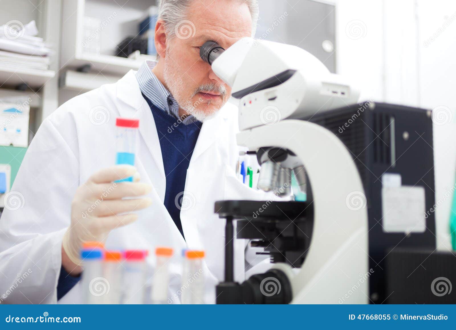 Man Using a Microscope in a Laboratory Stock Image - Image of discovery ...