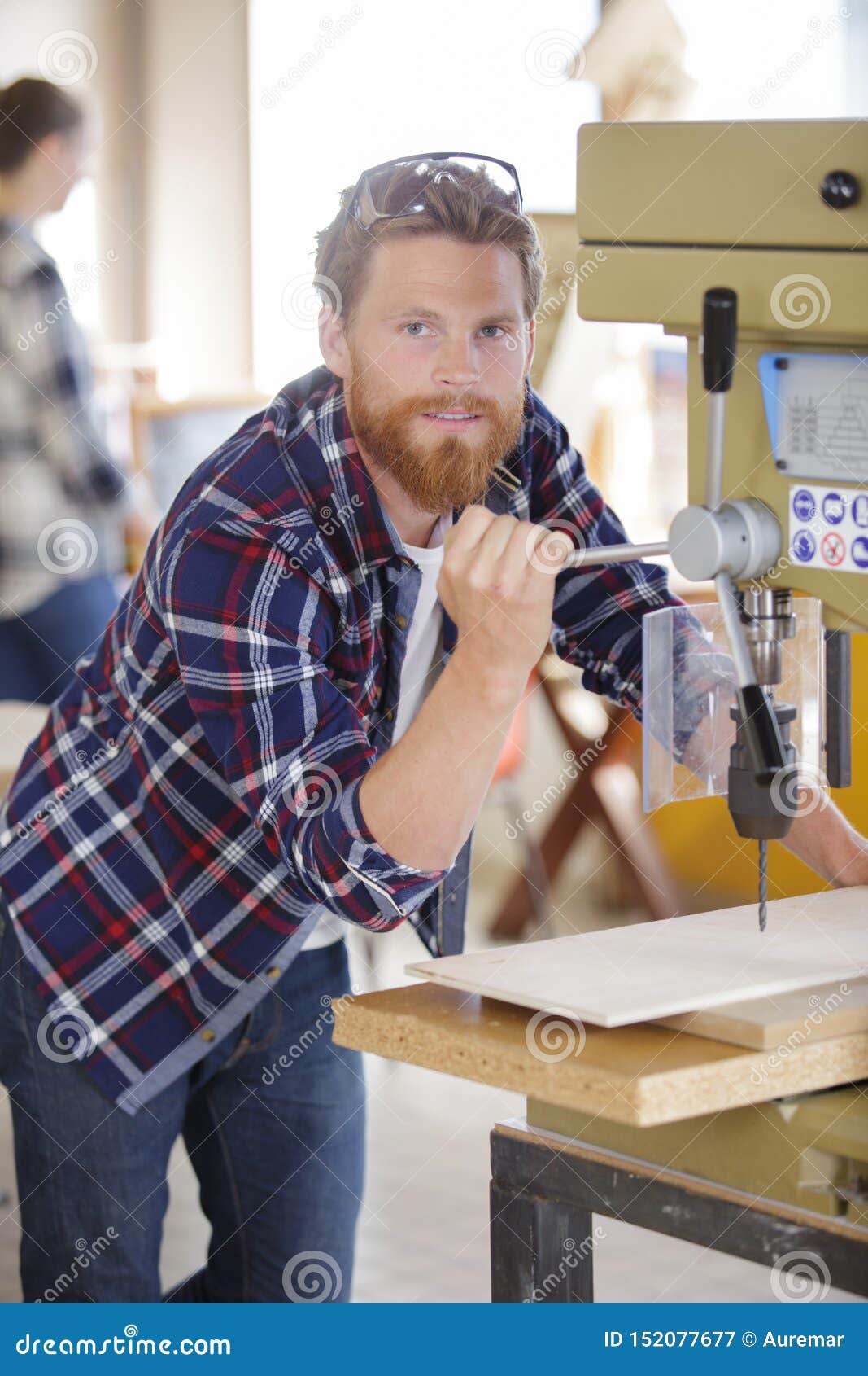 Man Using Milling Machine for Cutting Wood Stock Image - Image of ...