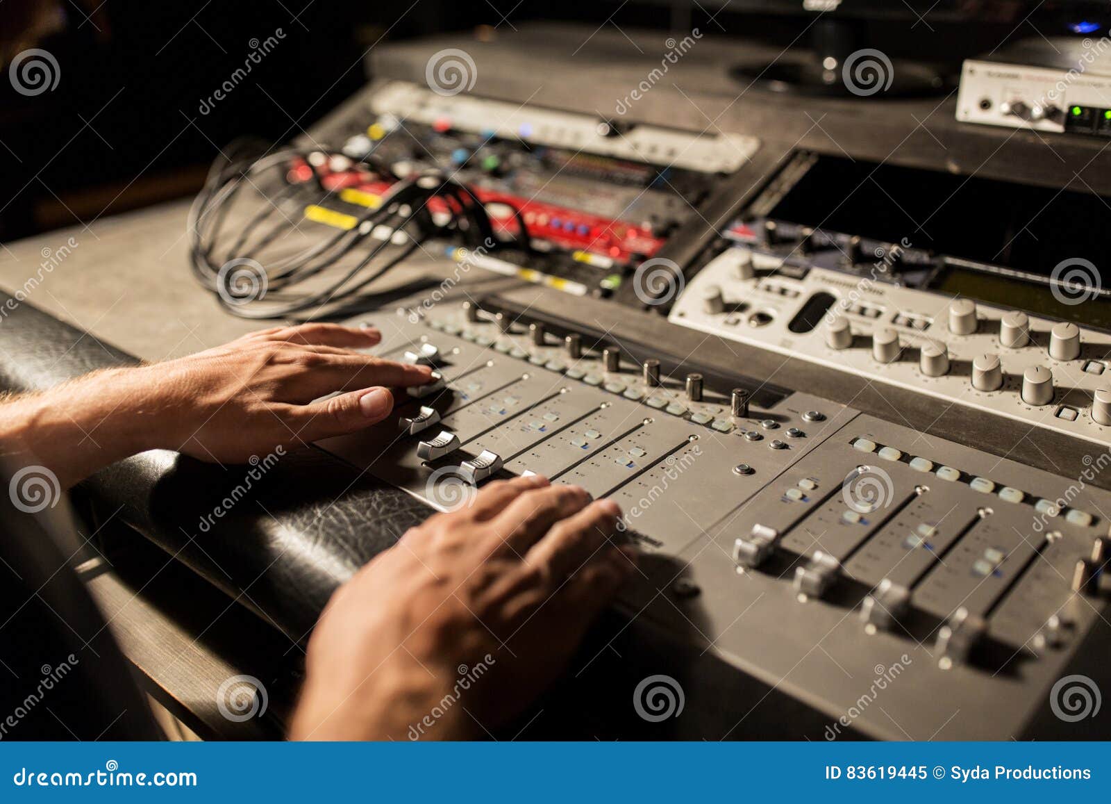 Man Using Mixing Console in Music Recording Studio Stock Image - Image ...