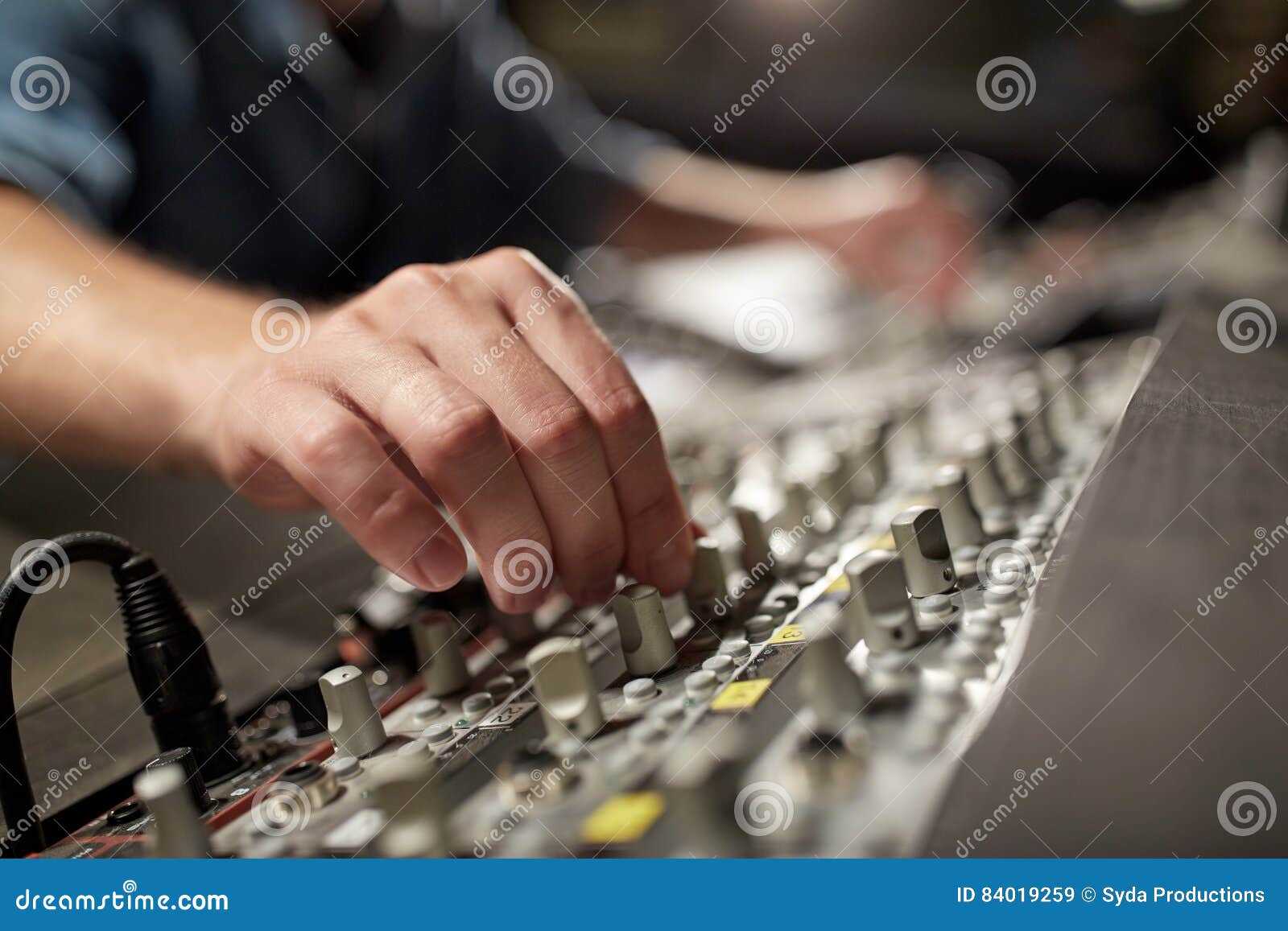 Man Using Mixing Console in Music Recording Studio Stock Image - Image ...