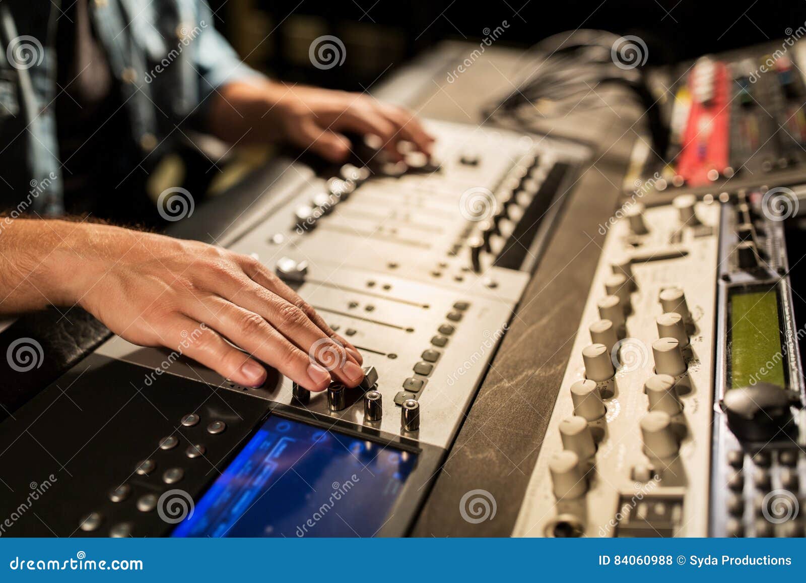 Man Using Mixing Console in Music Recording Studio Stock Photo - Image ...