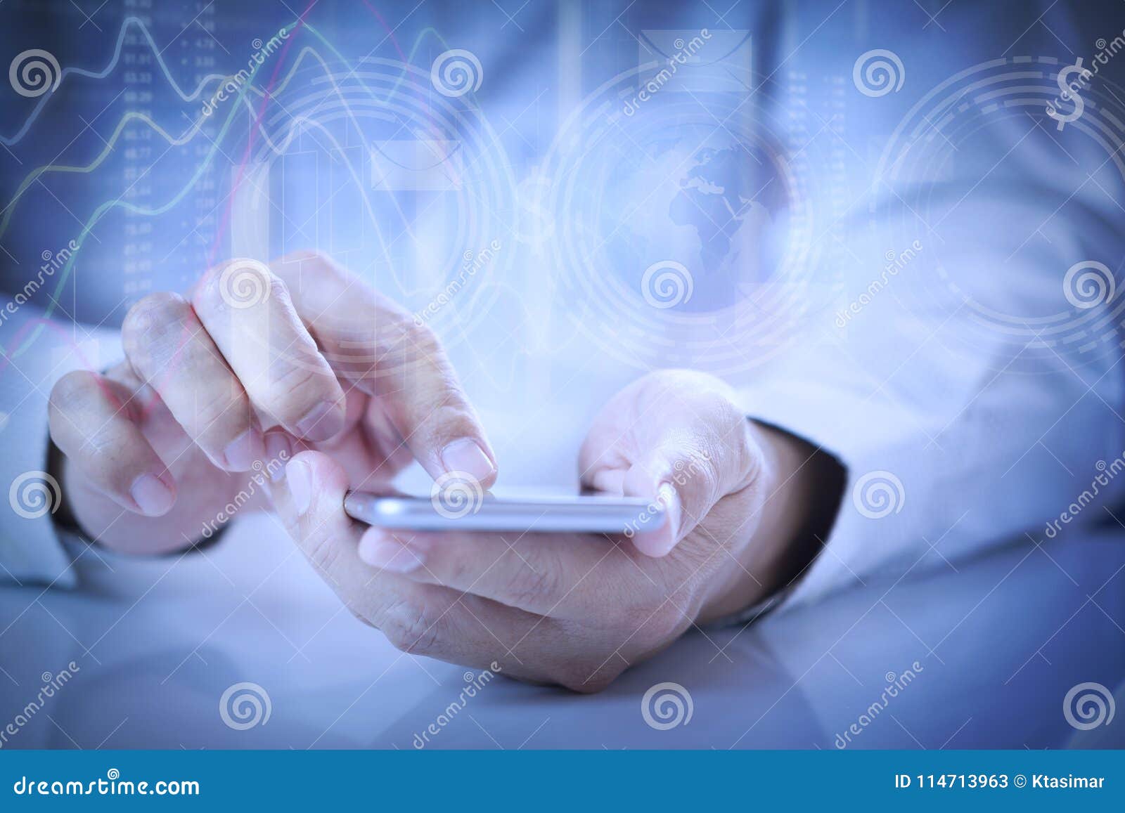 Man Using Mobile Application on Smartphone Stock Image - Image of ...