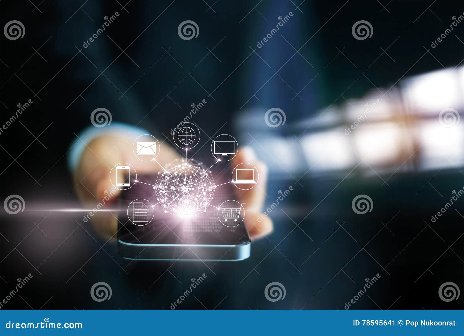 Man Using Mobile Payments, Holding Circle Global and Icon Customer ...