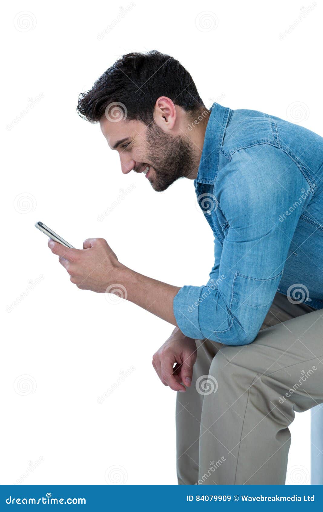Man using mobile phone stock image. Image of sitting - 84079909