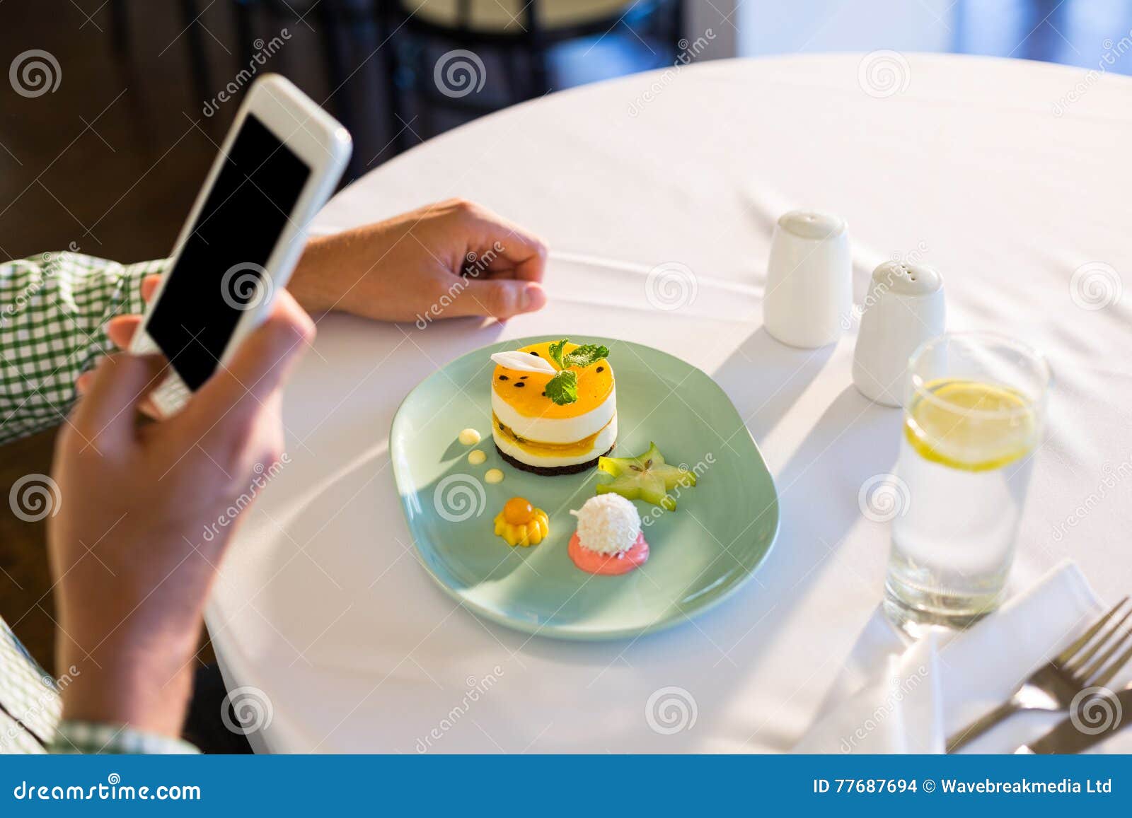 Man Using Mobile Phone while Having a Lunch Stock Photo - Image of ...