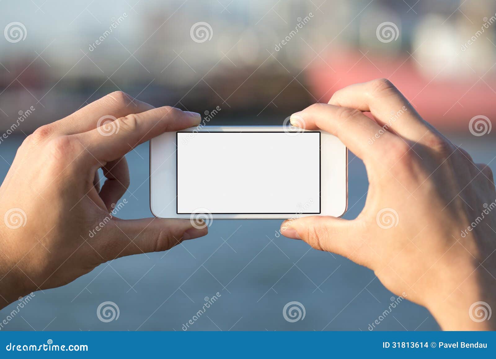 Man Using Mobile Phone in the Park As Camera Stock Photo - Image of ...