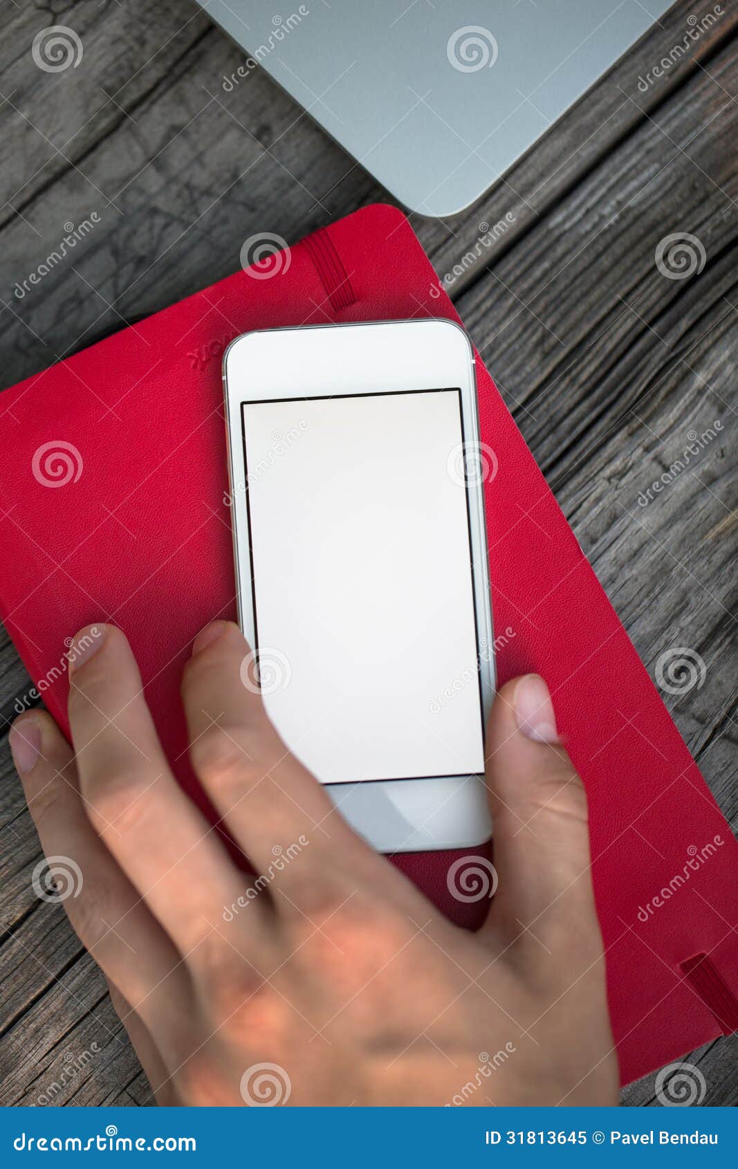 Man Using Mobile Phone on the Table Stock Image - Image of ipad, nature ...