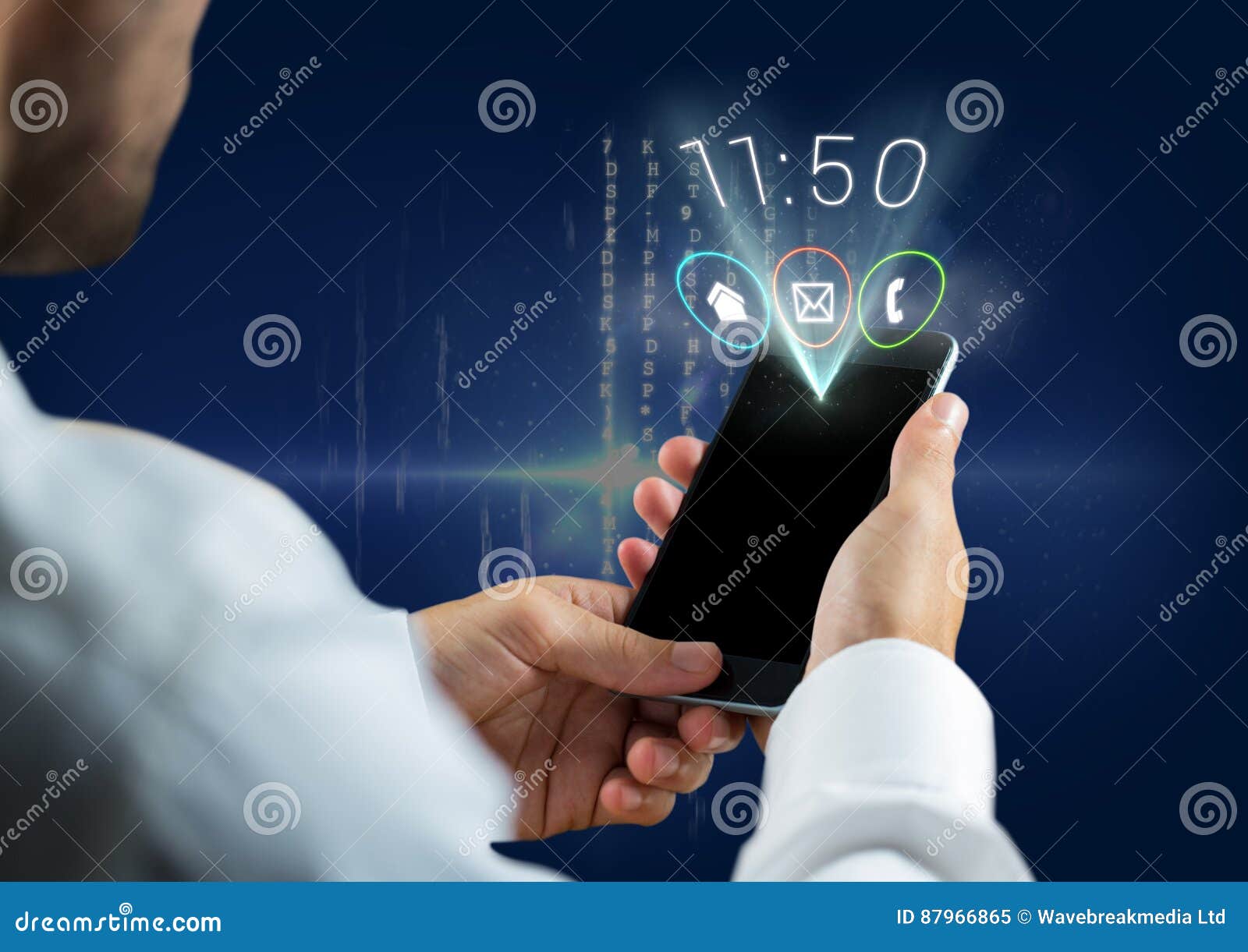 Man Using Mobile Phone with Various Application Stock Image - Image of ...
