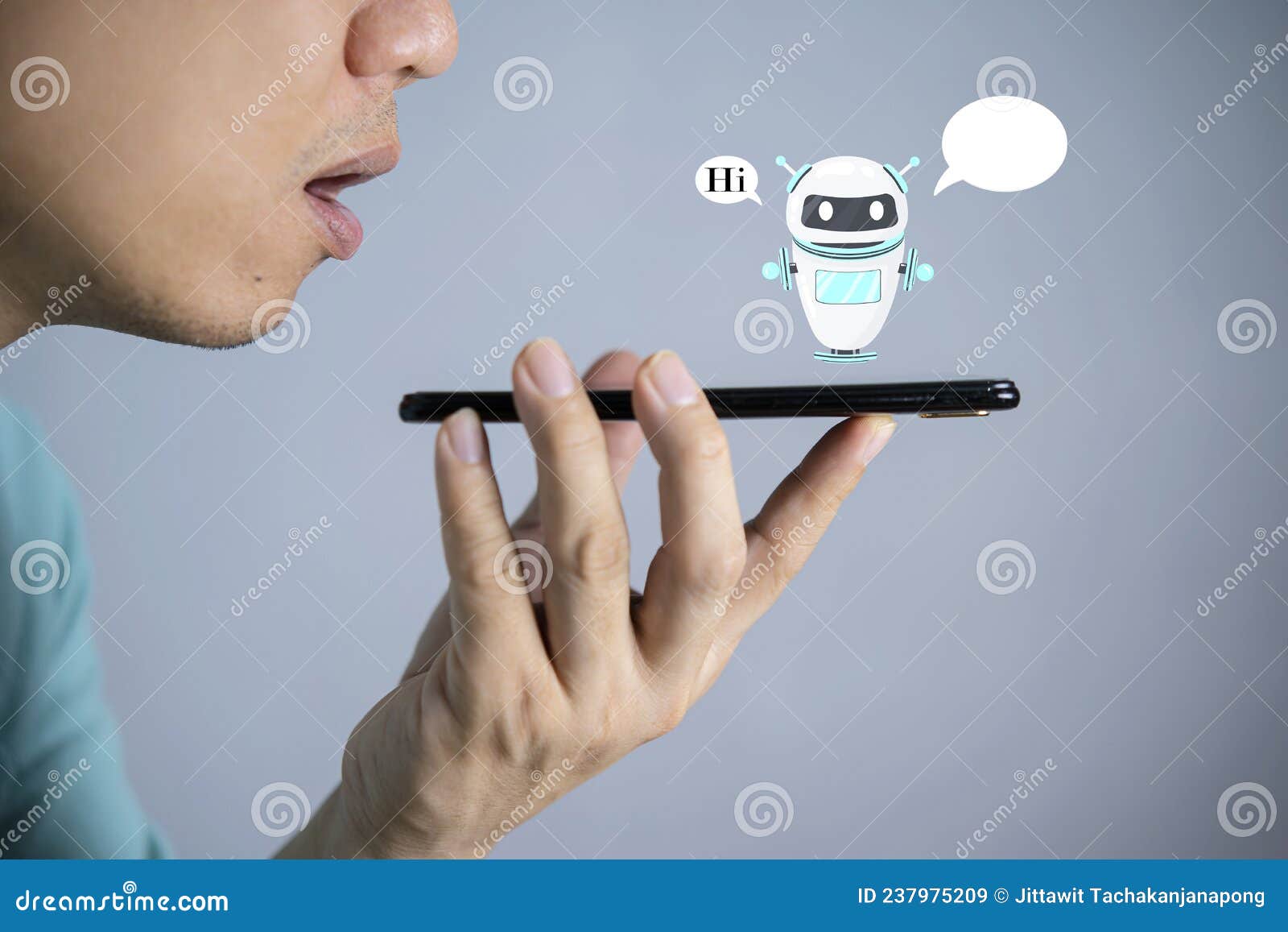 Man Using Mobile Smart Phone, with Digital Chatbot Stock Image - Image ...